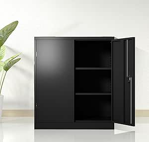 Amazon.com: Gustonhon Lockable Metal Storage Cabinet,Steel Counter ...
