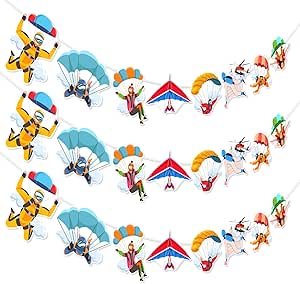 Amazon.com: Skydiving Birthday Decorations 3Pcs Parachute Garlands ...