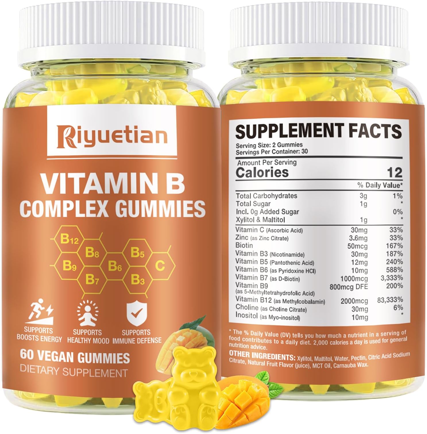 Amazon.com: Riyuetian Vitamin B Complex with Vitamin – with Biotin ...