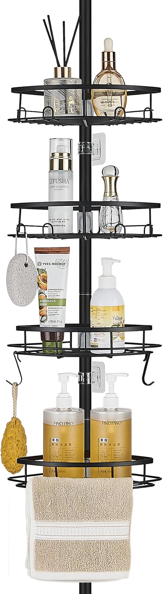 Amazon.com: Corner Shower Caddy Tension Pole: 4 Tier Bathroom Corner ...