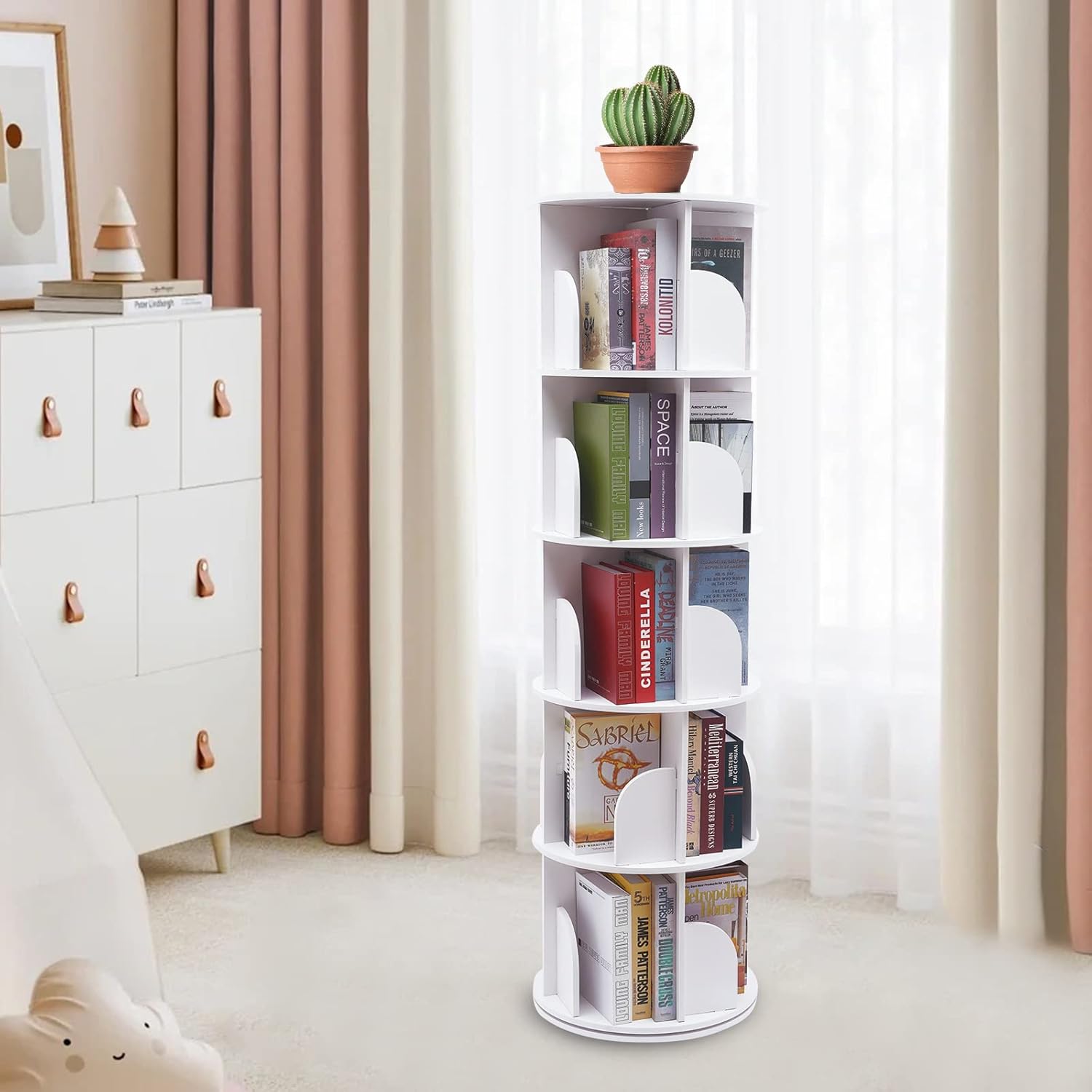 Amazon.com: HAPPCUCOE 5-Tier Rotating Bookshelf,360 Display Revolving ...