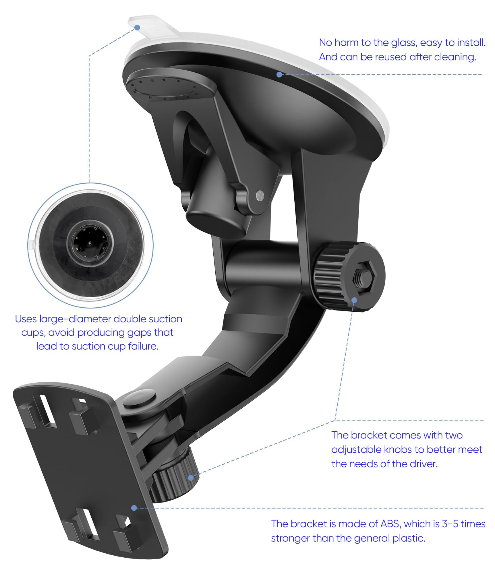Unifizz Car Backup Camera Monitor Mount -Suction Cup Bracket for ...