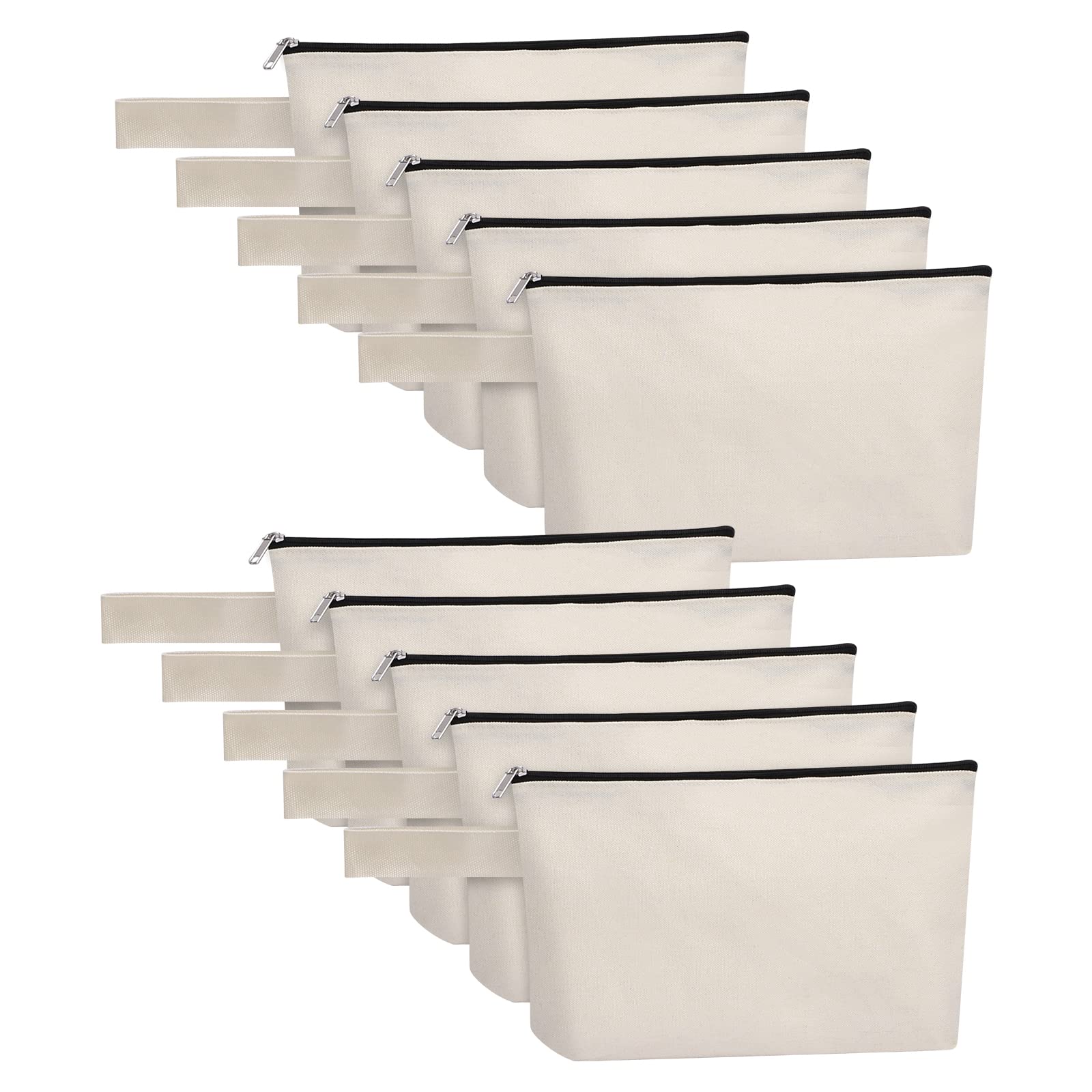 Amazon.com: Sinzip 10 Pieces Cotton Canvas Makeup Bag with Bottom and ...