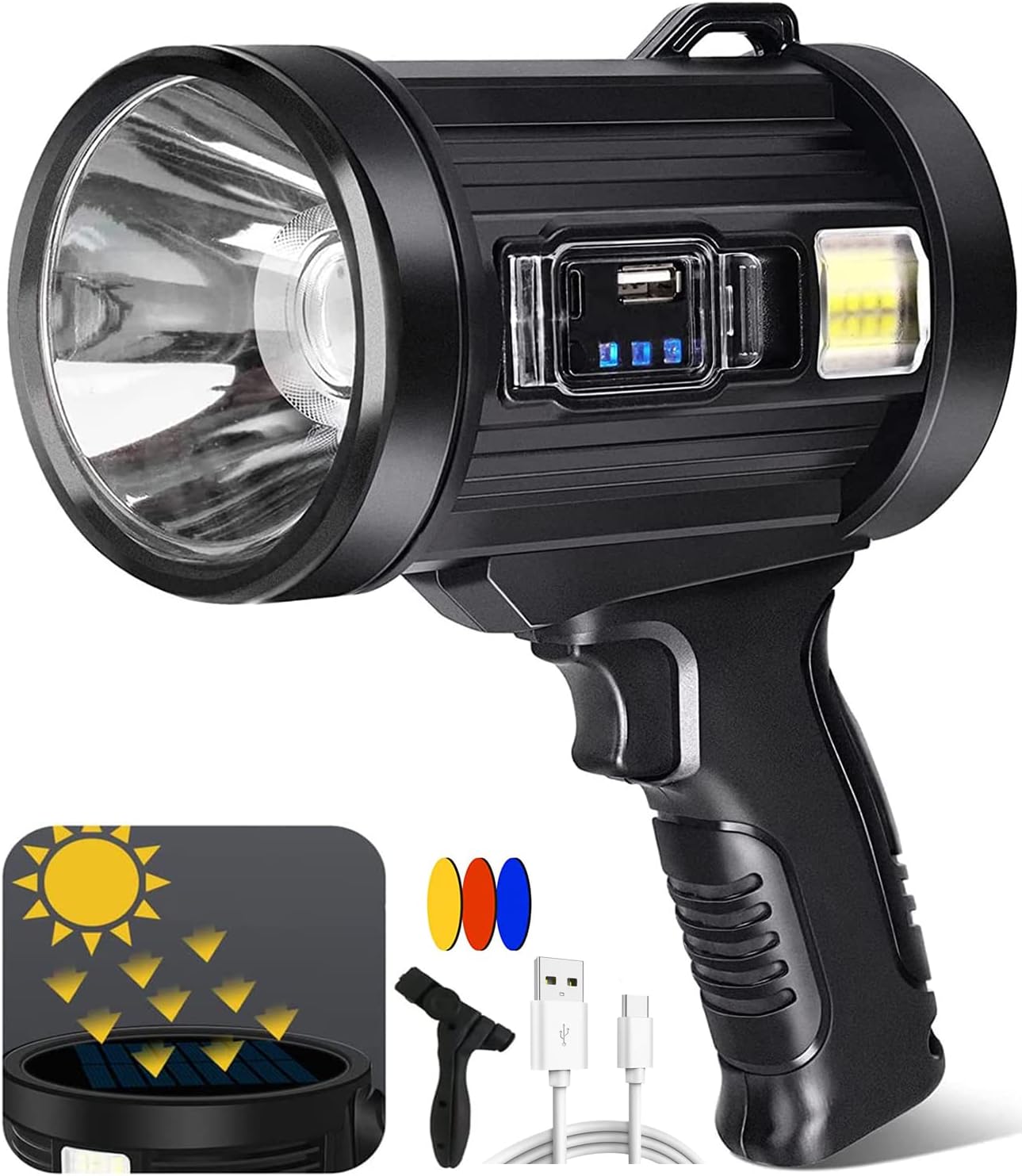 Lylting Rechargeable Spotlight Flashlight, 1,000,000 Lumens Super ...