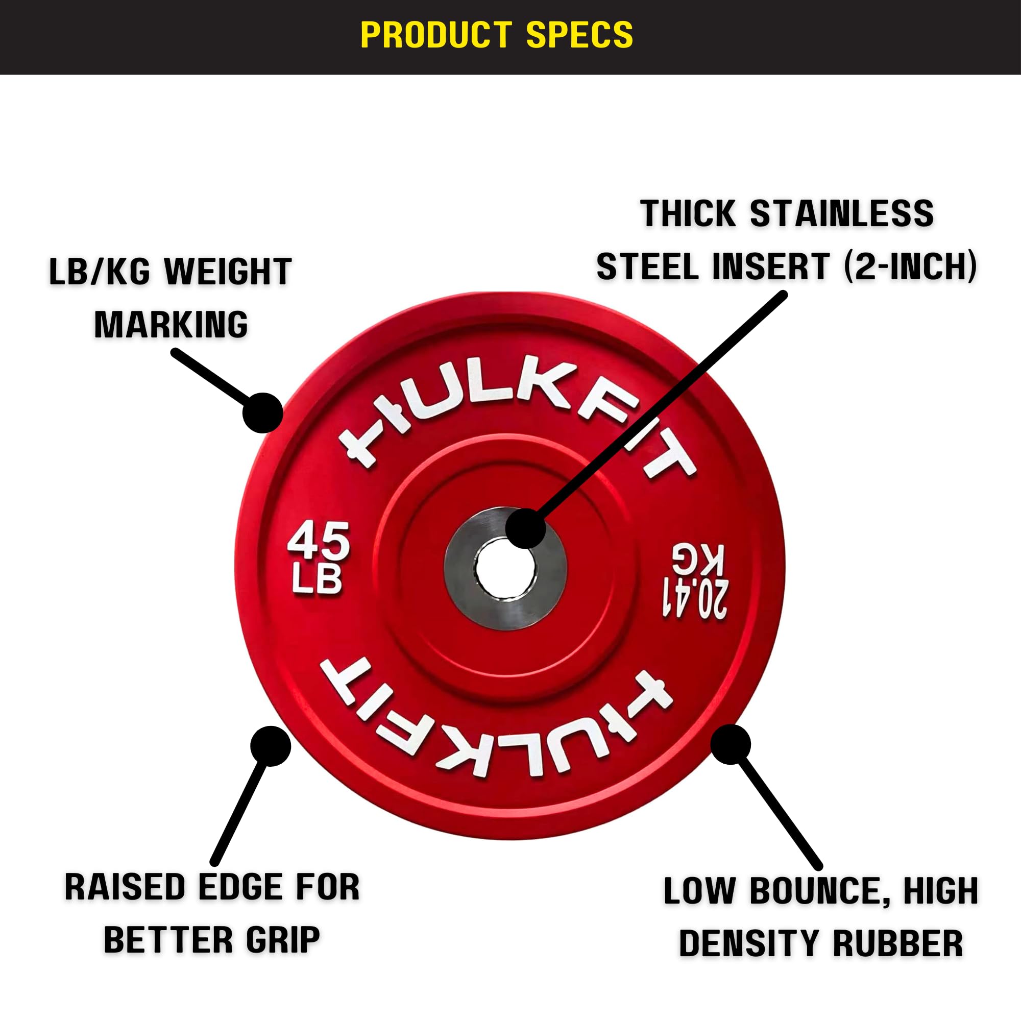 Snapklik.com : HulkFit Color Coded Olympic 2-Inch Rubber Bumper Plate