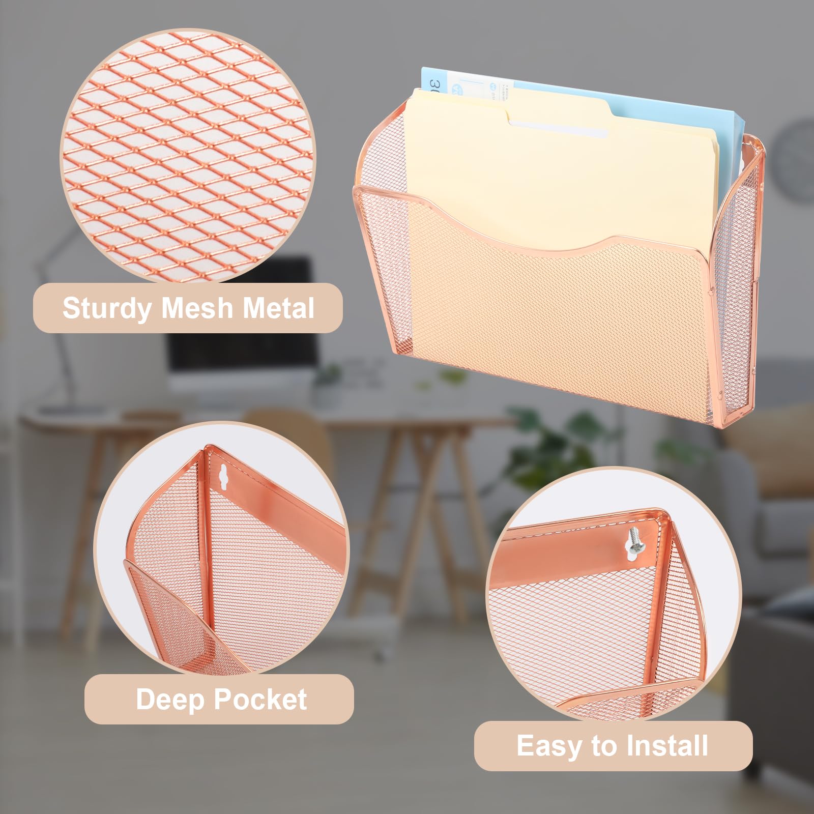 Snapklik.com : 3 Single Pocket Mesh Hanging File Organizer, Vertical ...