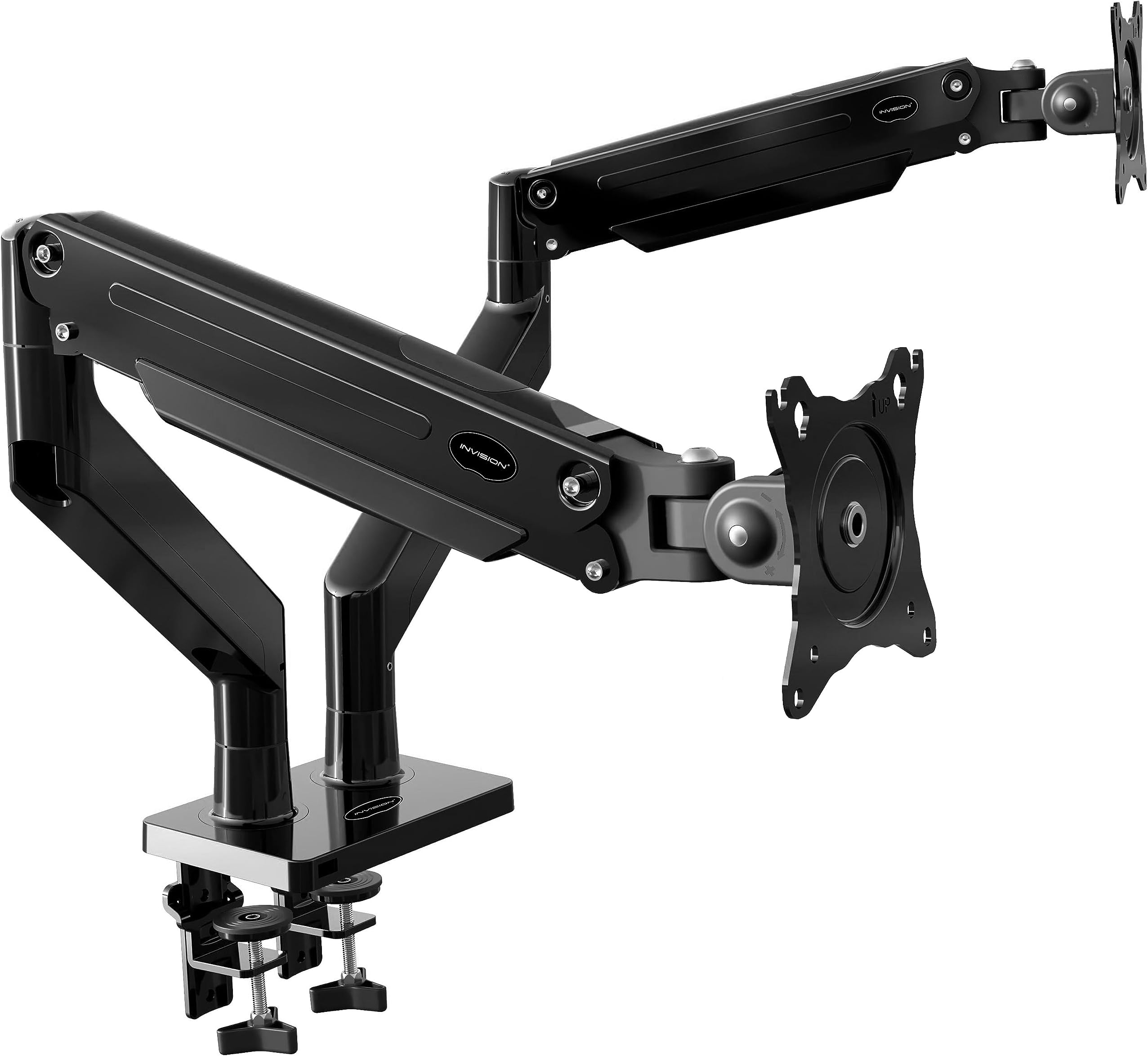 Invision Dual PC Monitor Arm Bracket Ergonomic Height Adjustable (Gas ...