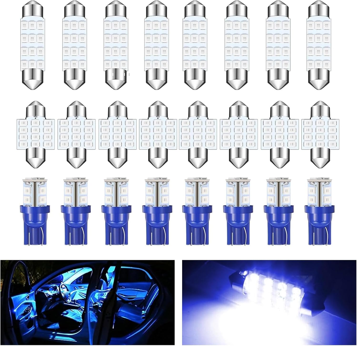 Amazon.com: 24 Pcs Car Led Bulb, Dome Light LED Car Interior Bulb Kit ...