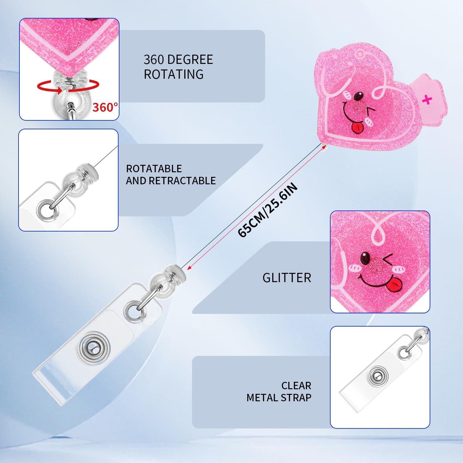 Snapklik.com : Heart Nurse Badge Reel, Cute Pink Badge Reels ...