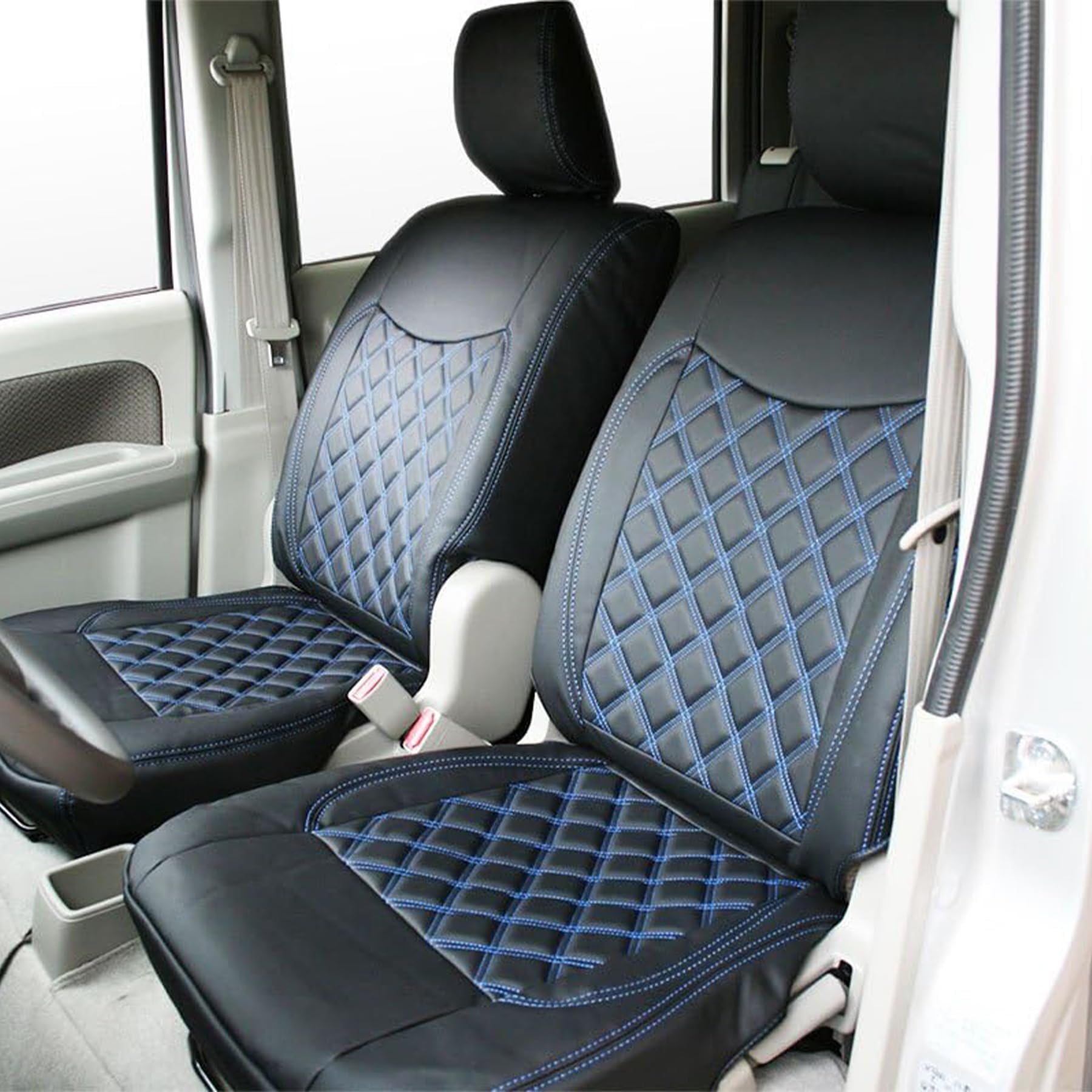 Amazon | Happiness Grace スーパー キャリイ トラック DA16T H25.9~ シートカバー ダイヤカット ブルー キルト 艶無し PVCレザー 運転席 右 ...