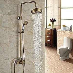 Faucet Retro Style Shower Column In Aged Brass, Set With Bath Faucet ...