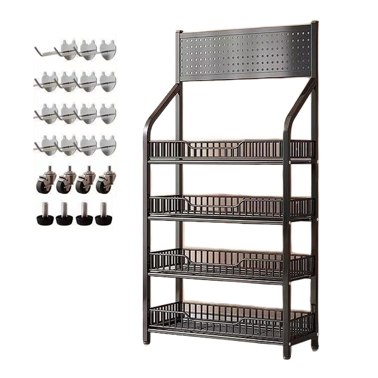Amazon.com: 4-Tier Retail Snack Display Stand with Wheels & Hooks ...