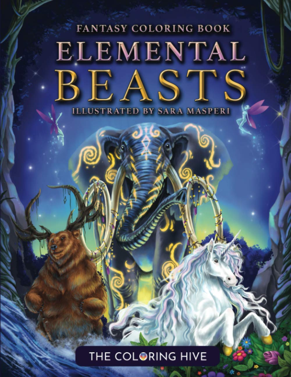 Elemental Beasts Fantasy Coloring Book for Adults: 30 Original ...