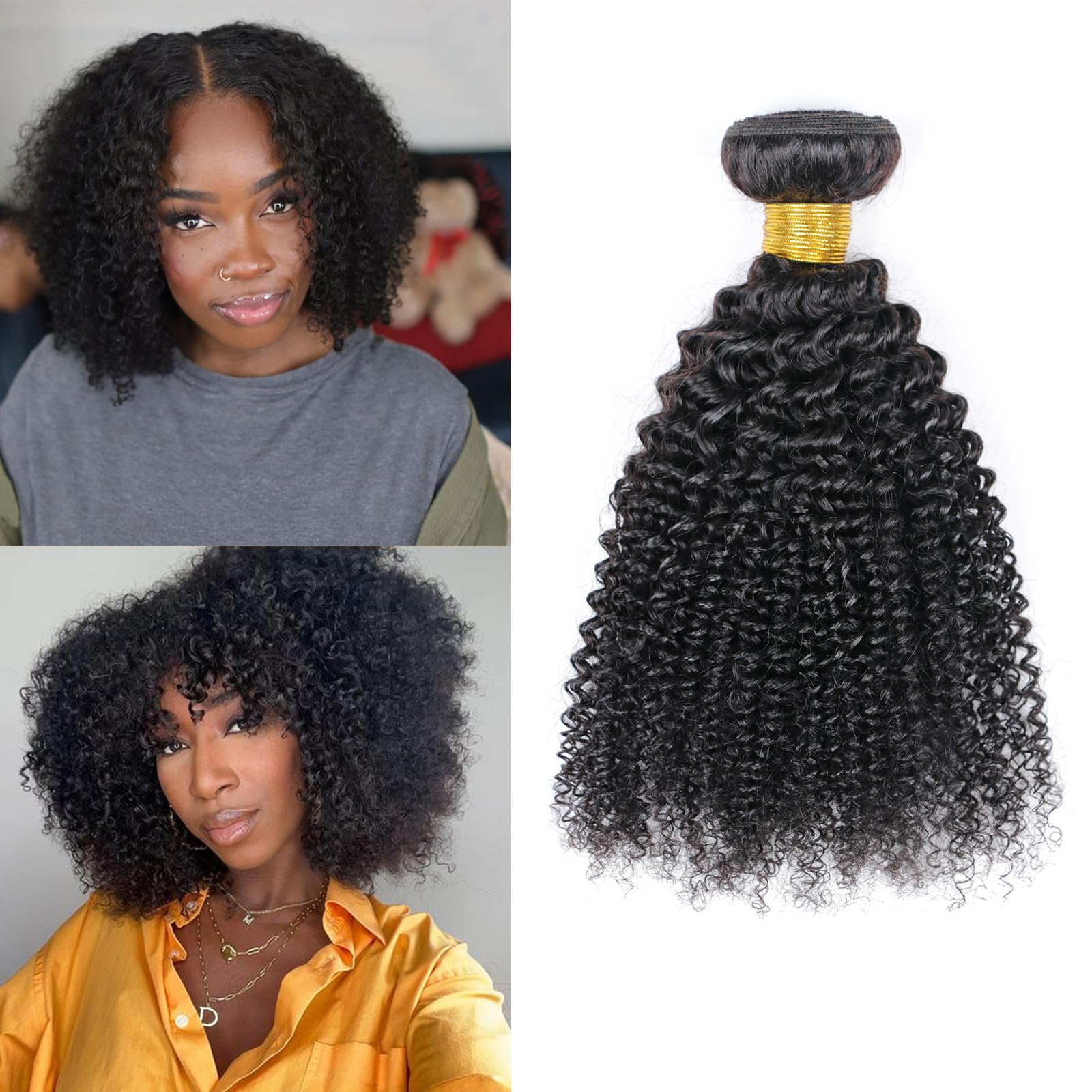 Amazon.com : Afro Curly Bundles 10A Human Hair Bundles 100% Unprocessed ...