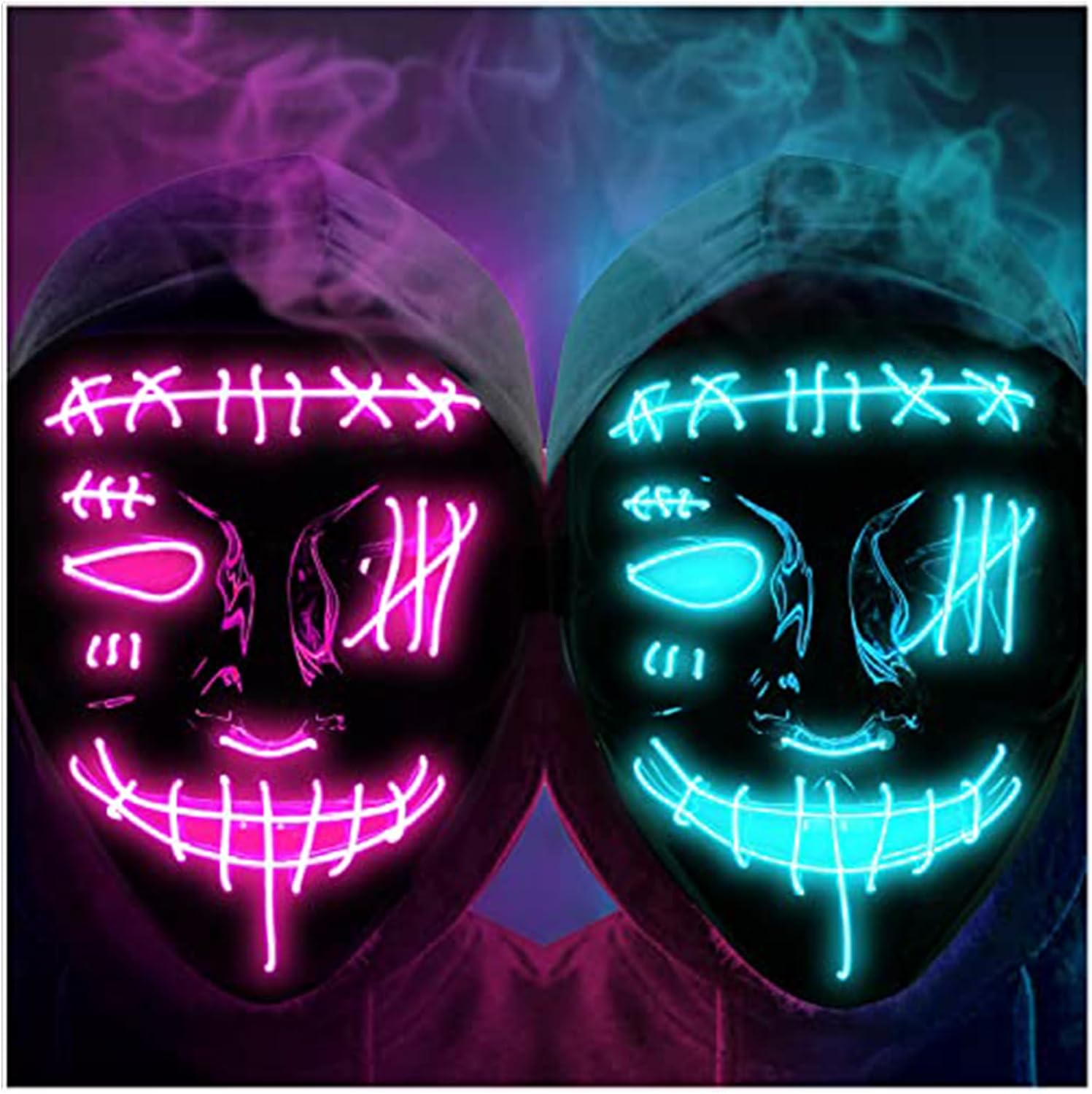 Amazon.com: 2PACK Halloween Led Mask Light Up Scary Mask Purge Mask ...