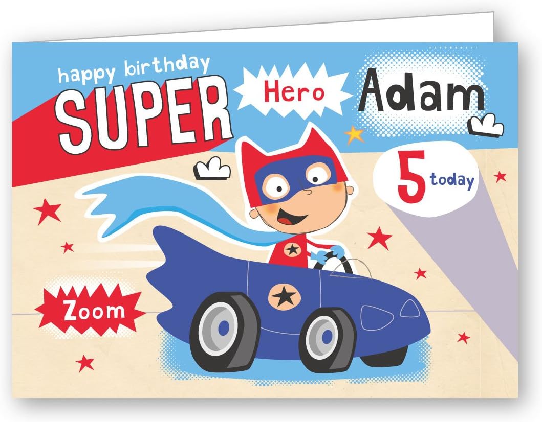 Amazon.com: Children's Personalised Birthday Card Super Hero Bat Boy Blue