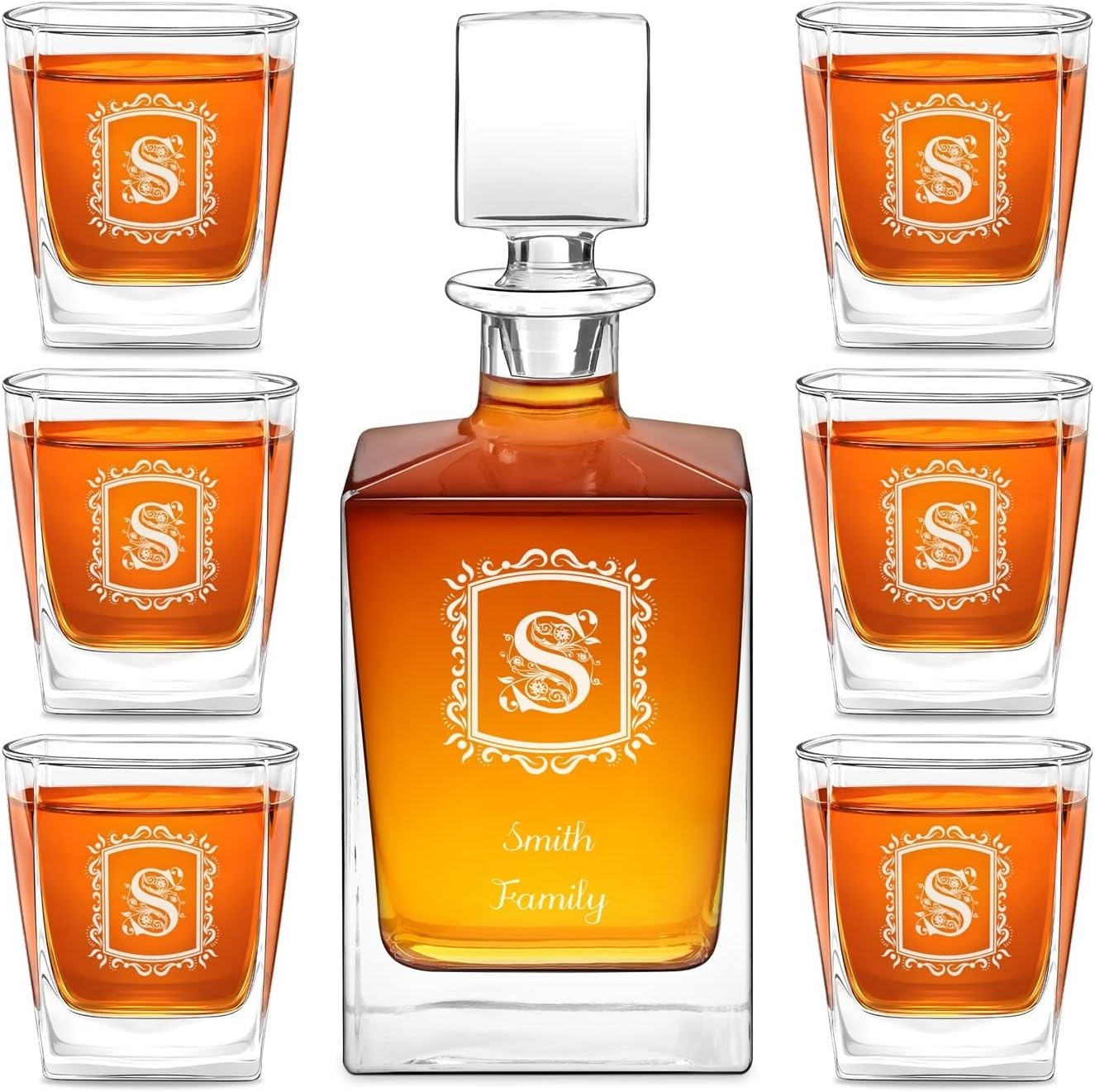 Amazon.com | Maverton Engraved Whiskey Decanter Set for couples ...