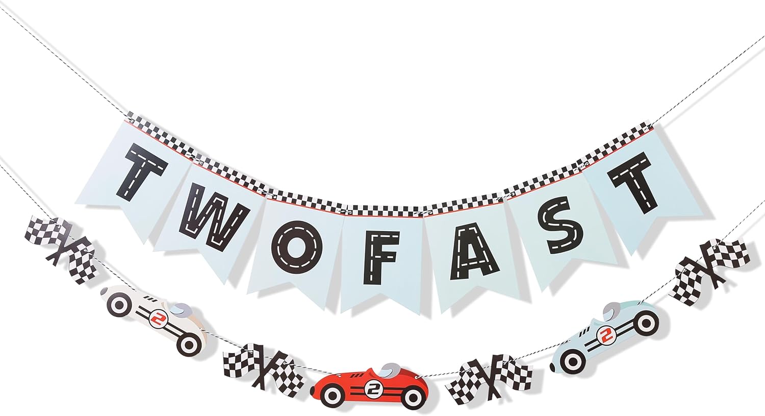 Amazon.com: Two Fast Banner - Race Car Birthday Decorations, Vintage ...
