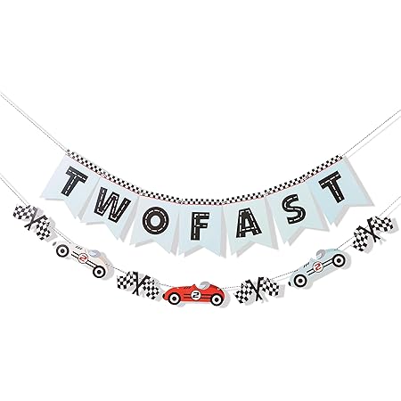 Amazon.com: Two Fast Banner - Race Car Birthday Decorations,Race Car ...