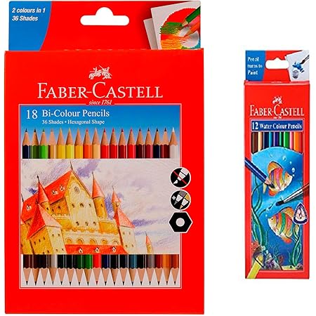 Faber-Castell Bi-Colour Pencil, Pack of 18 Water Color Pencils with ...