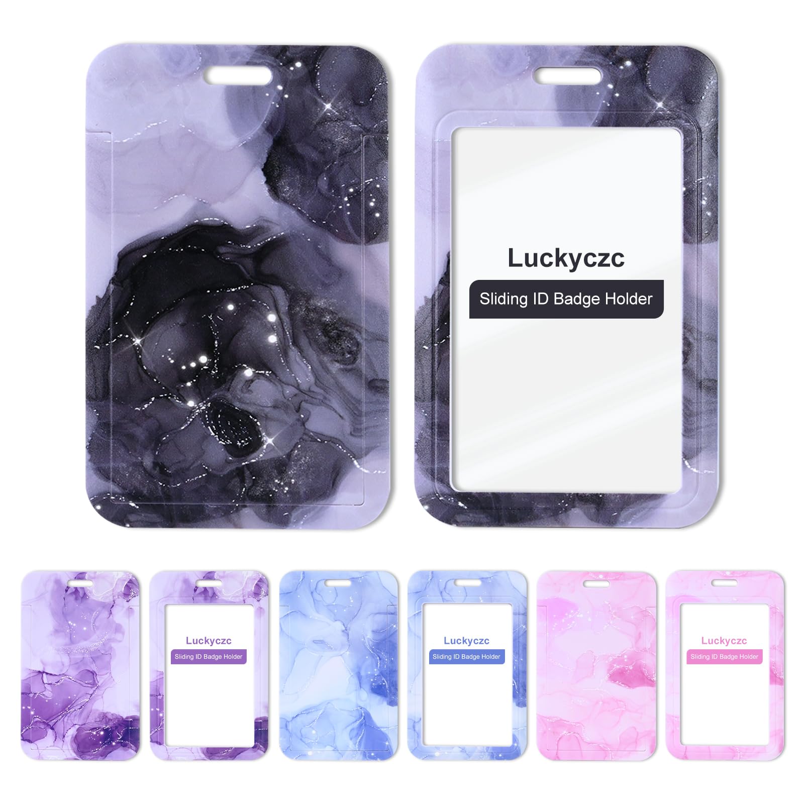 Amazon.com : 2 Pcs Vertical ID Badge Holder, Sliding Hard Plastic Card ...