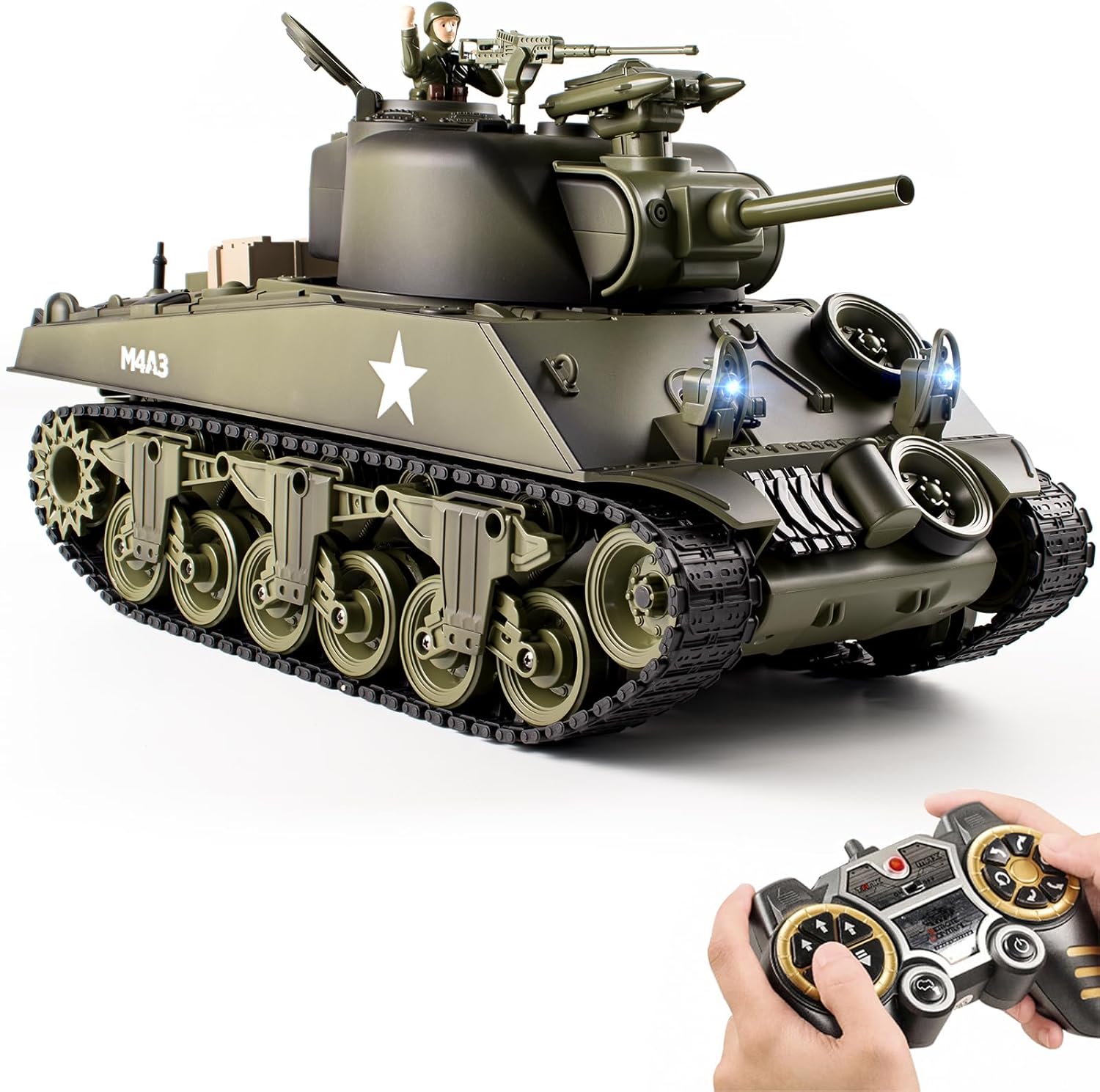 Supdex 1/18 RC Tank, 2.4Ghz US M4A3 Sherman Remote Control Model Army ...
