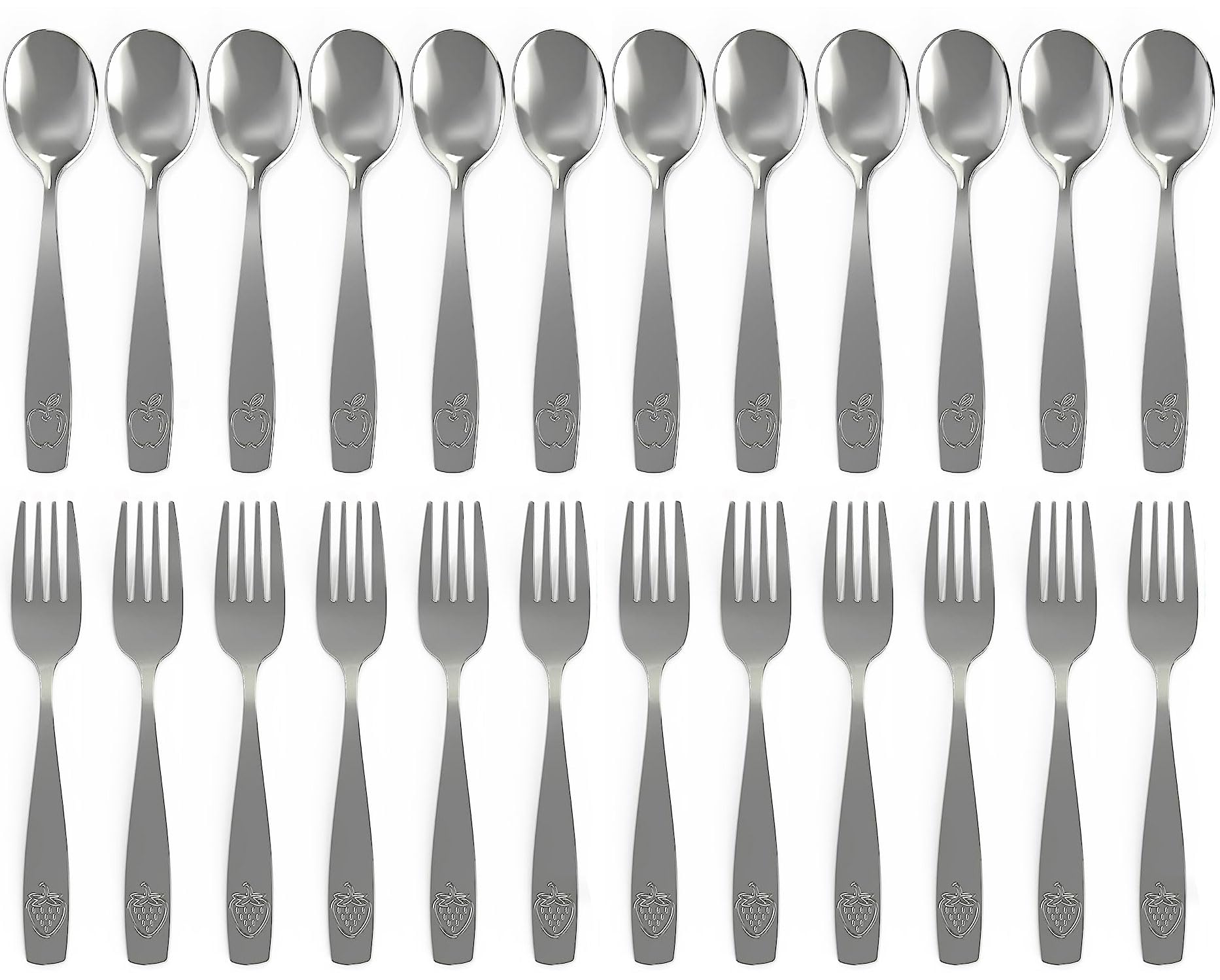 Amazon.com: Stainless Steel Kids Silverware Set (24pc- 2 Pack of 12 ...