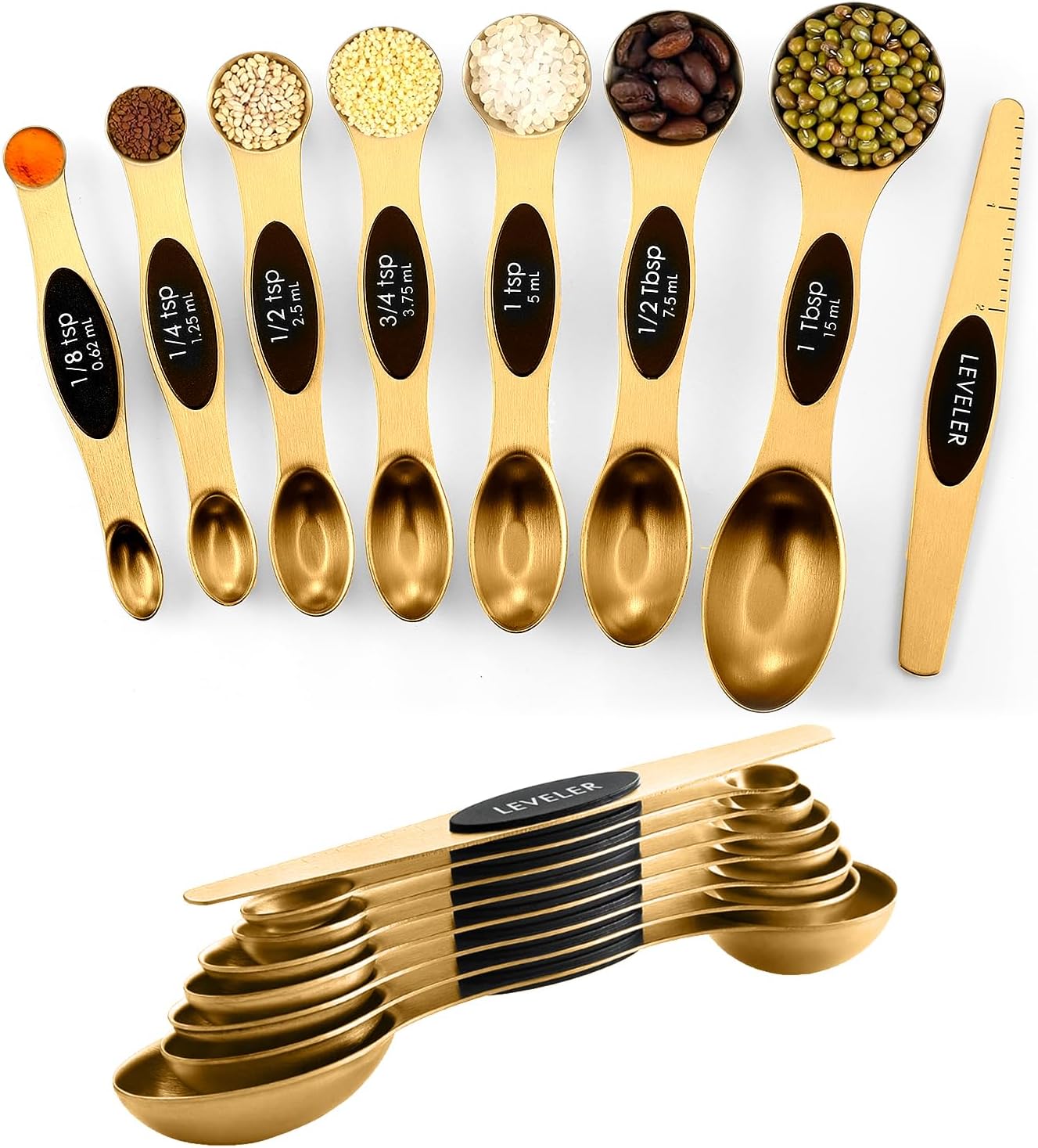 Amazon.com: ChefAide Pack of 8 Stainless Steel Magnetic Measuring ...