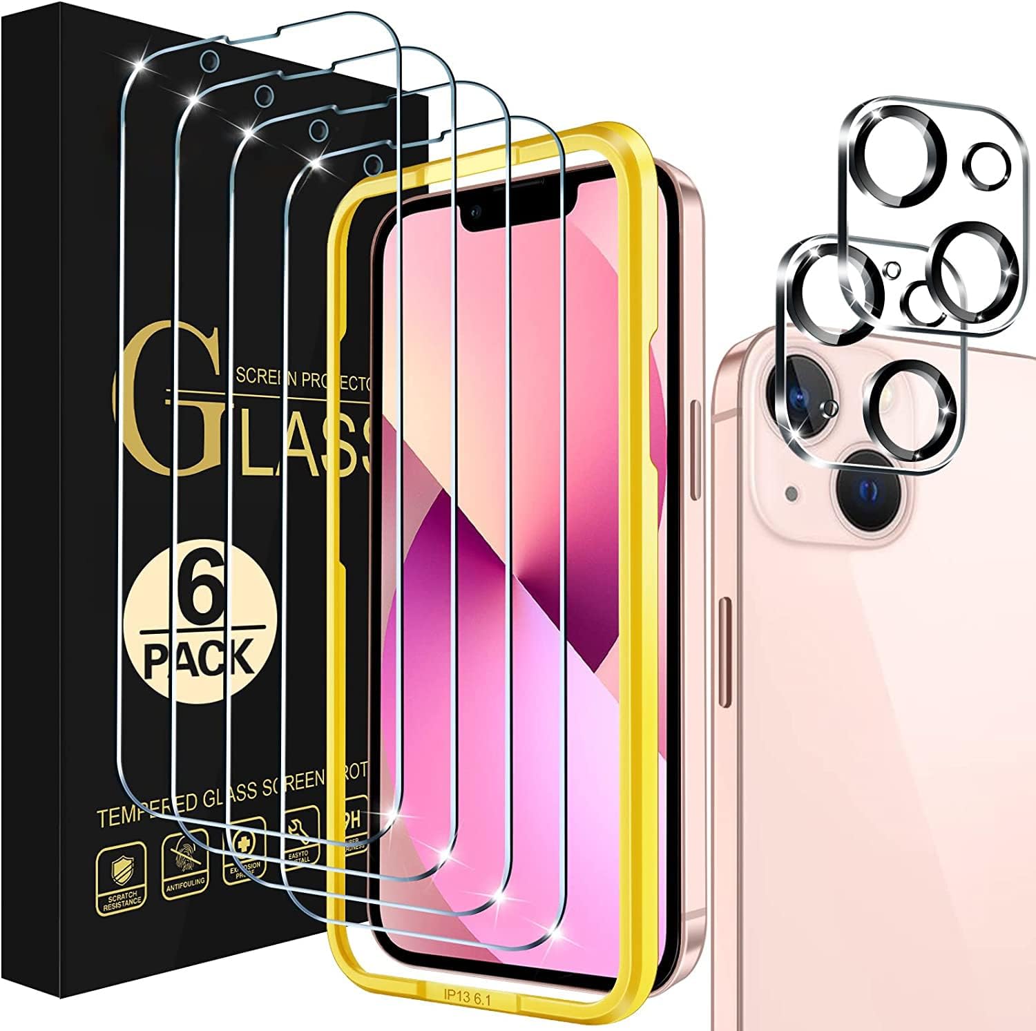 Amazon.com: SIBEITU 3 Pack Screen Protector for iPhone 13 with 3 Pack ...
