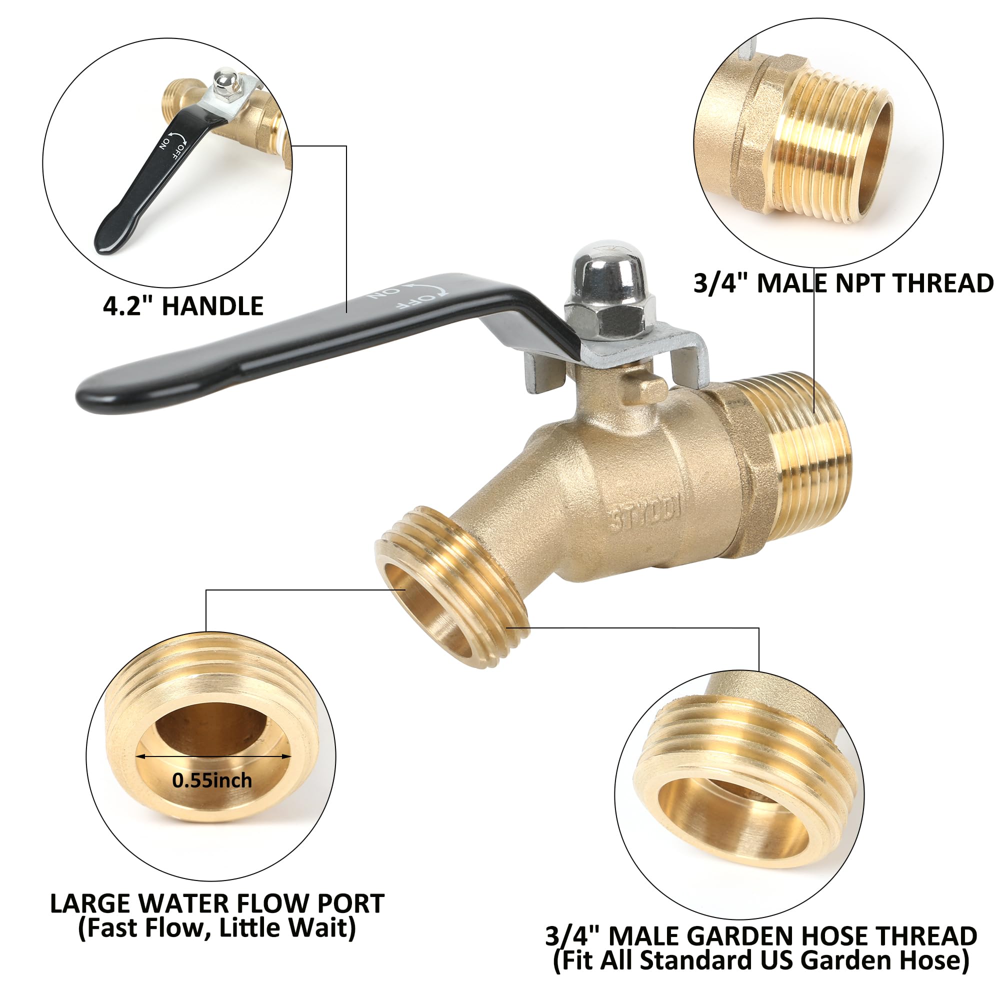 Snapklik.com : STYDDI Solid Brass Rain Barrel Spigot, Strong Flow Water ...