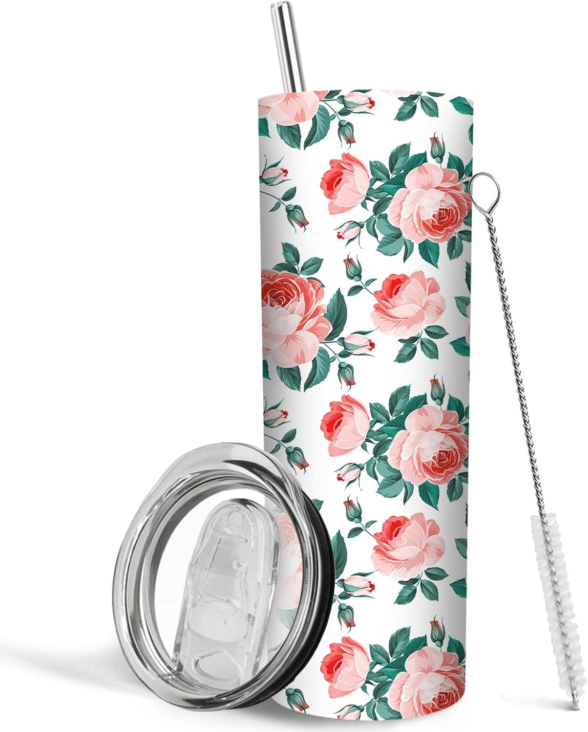 Amazon.com | Floral Tumbler with Lid and Straw, Floral Travel Mug ...