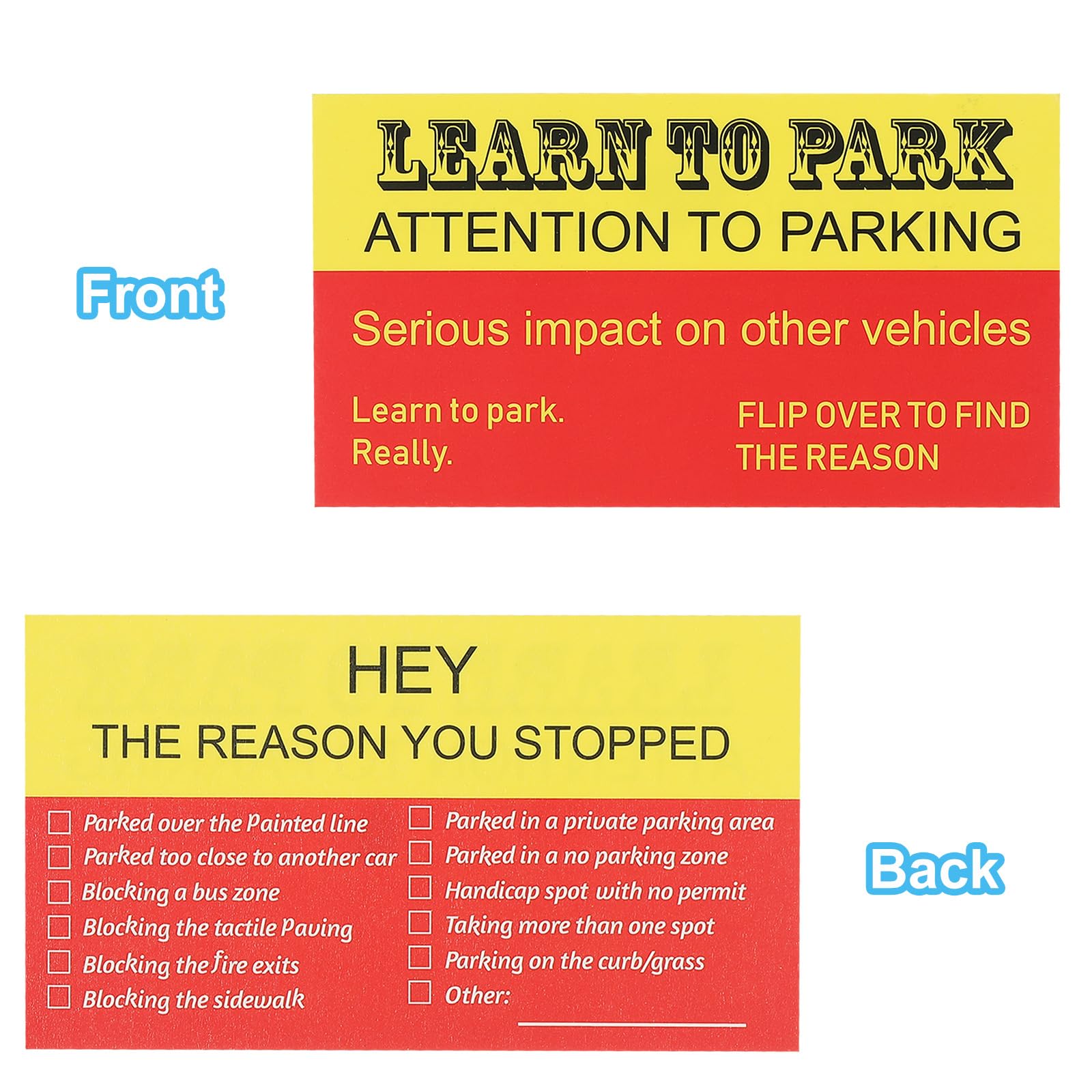 PATIKIL Bad Parking Cards Learn to Park Attention to Parking Cards, 200 ...