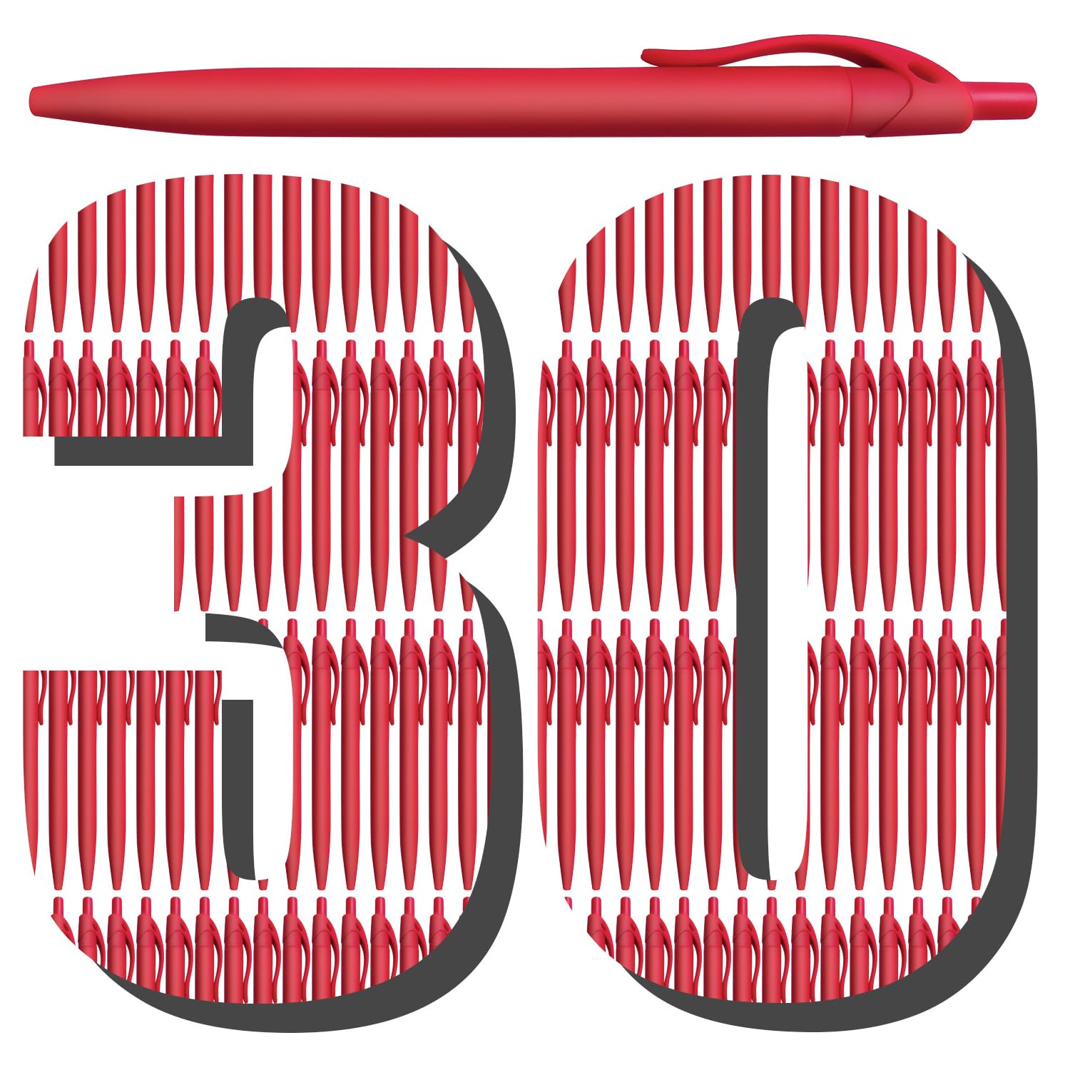 Aozora Pens Bulk 30 Pack Red Click Pens No Bleed Wholesale Retractable ...