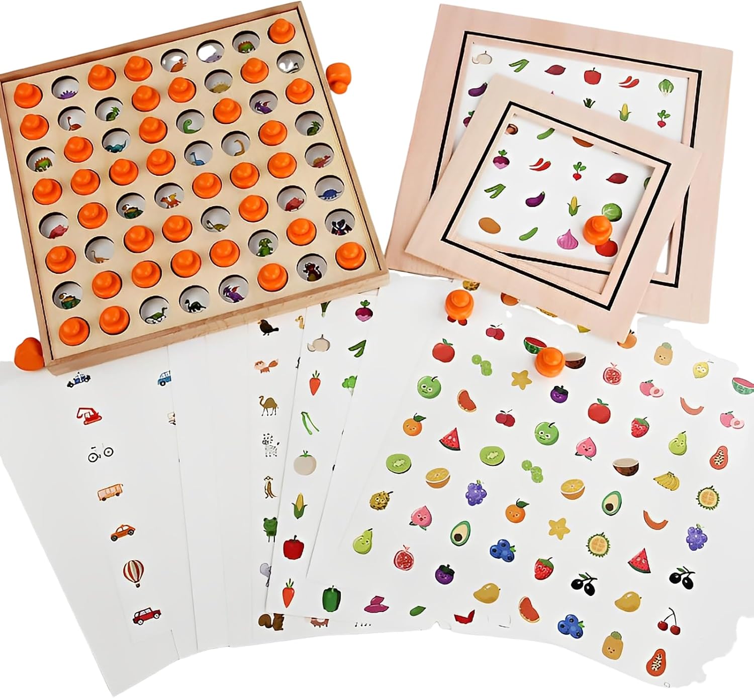 Amazon.com: 3 in 1 Montessori Wooden Memory Chess Board Game: Images ...