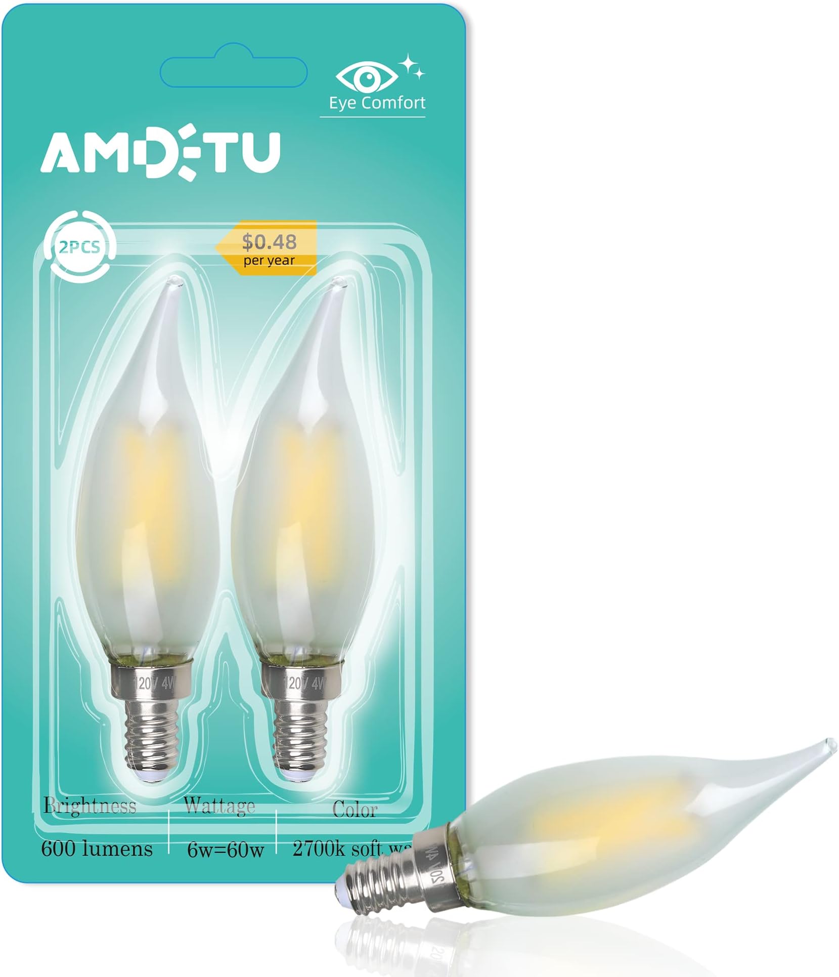 GE C11 E12 (Candelabra) LED Bulb Soft White 60 Watt Equivalence 2 pk4 ...