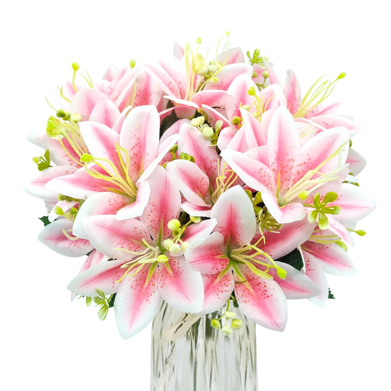 4 Bundles Artificial Tiger Lily Silk Flowers Faux Fake Lilies Plants ...