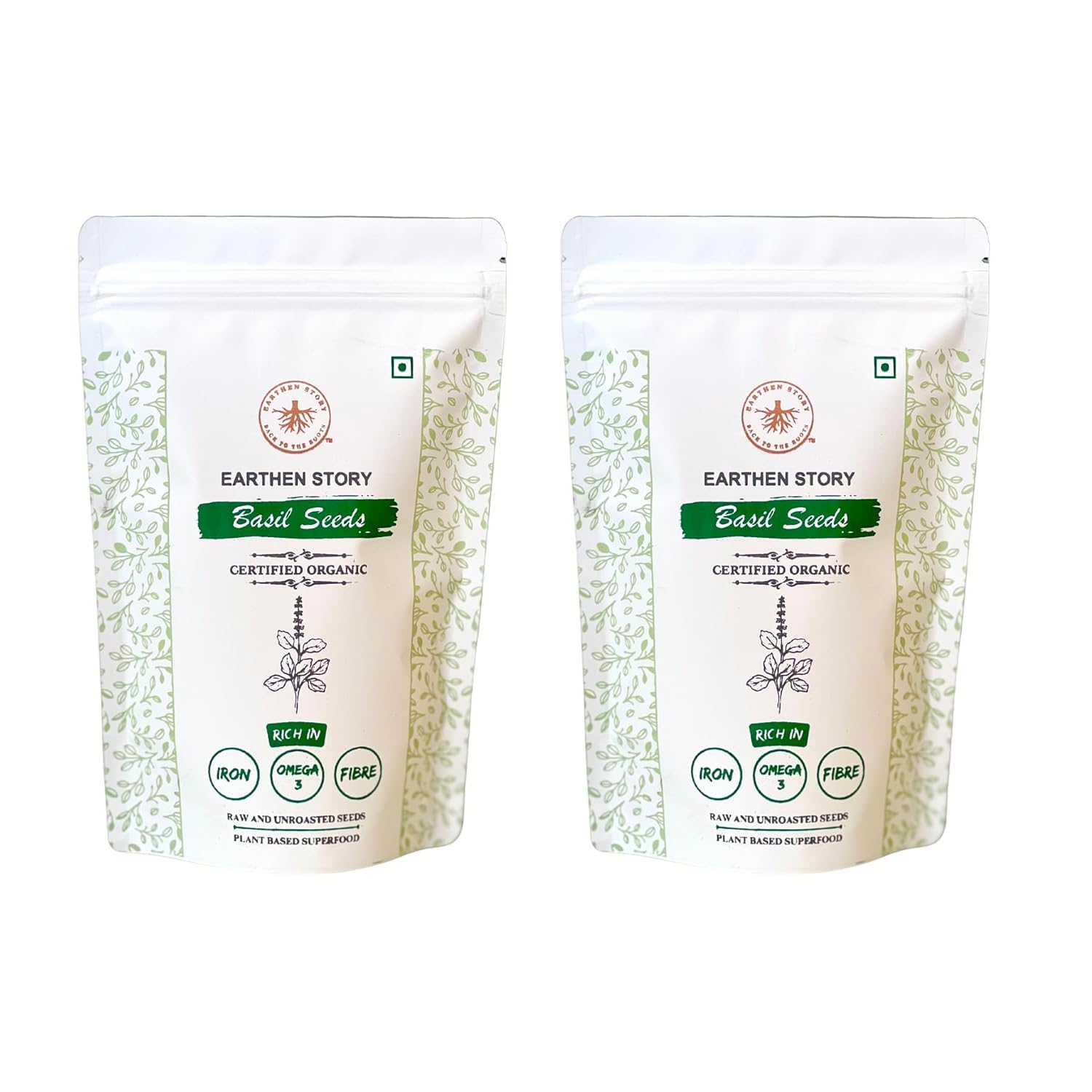 Earthen Story Certified Organic Sabja Seeds 600g (300g*2) | Tulsi Seeds or Basil Seeds for ...