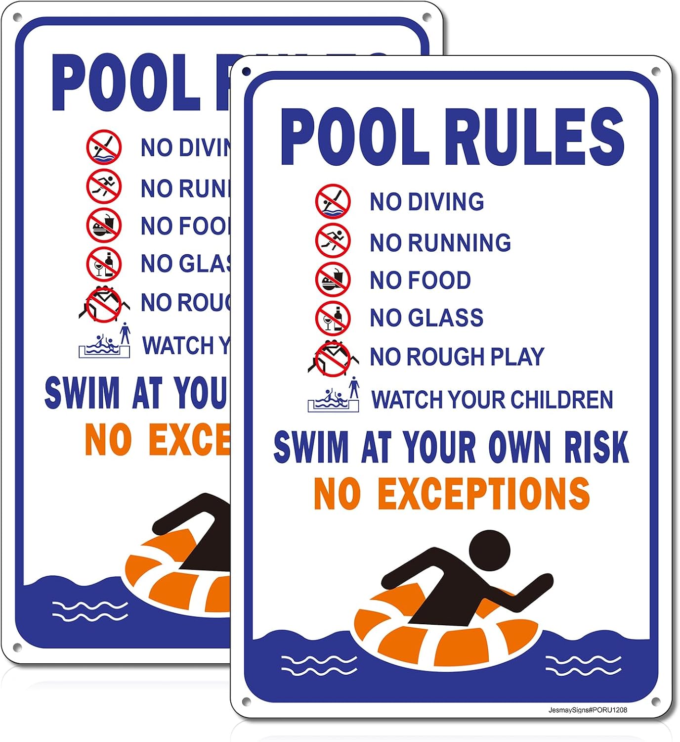 Amazon.com : Pool Rules Sign, No Diving Signs,Swim at Your Own Risk ...