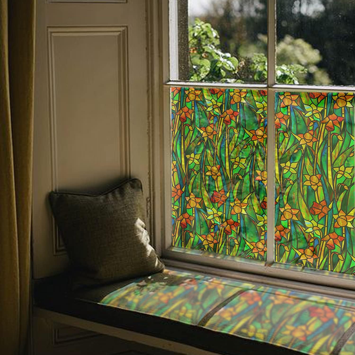 Amazon.com: funlife Original Hand-Drawn Stained Glass Window Film ...