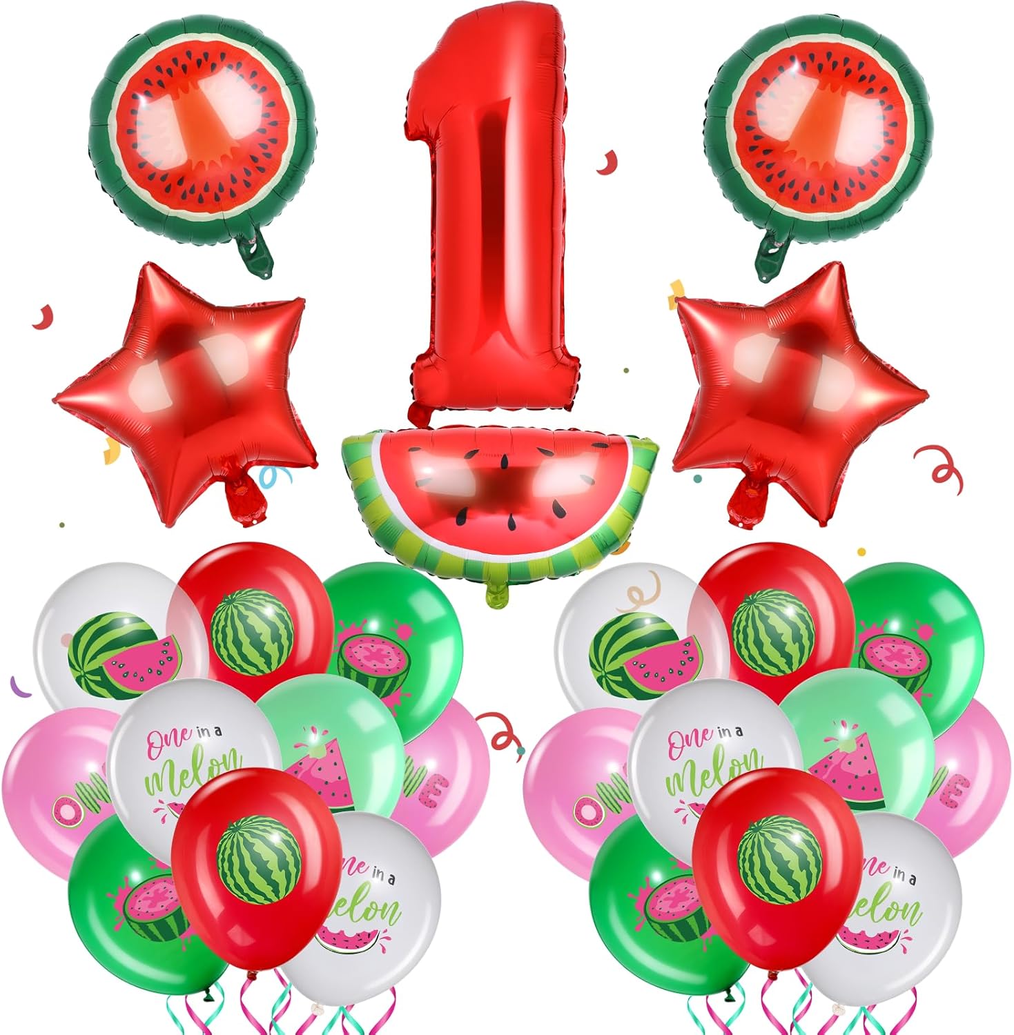 Amazon.com: Glimin 42 Pcs Watermelon Party Balloons One Melon Birthday ...