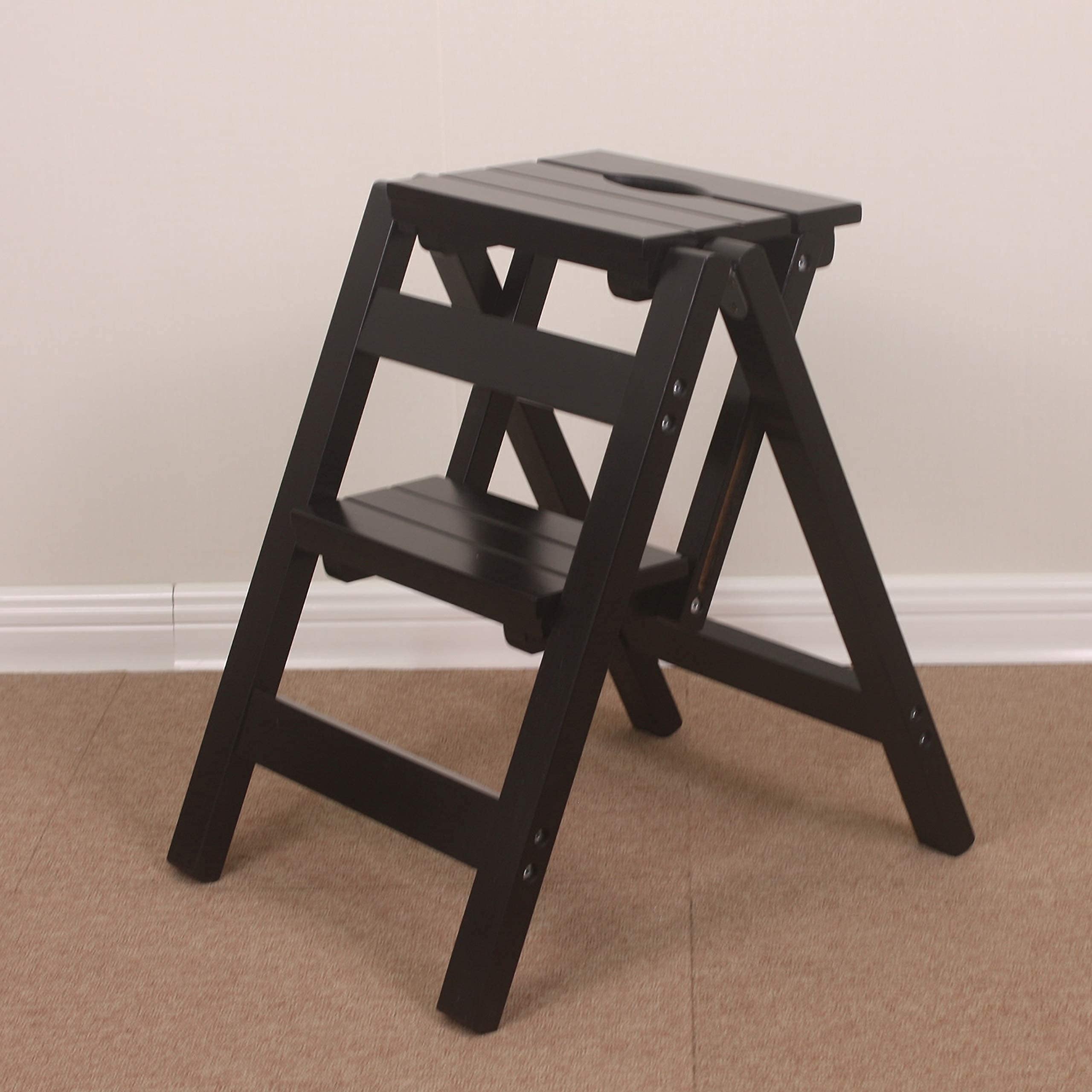 Buy Wooden Steps Stepladder Folding Step Ladder 2 Steps Kitchen Steps ...