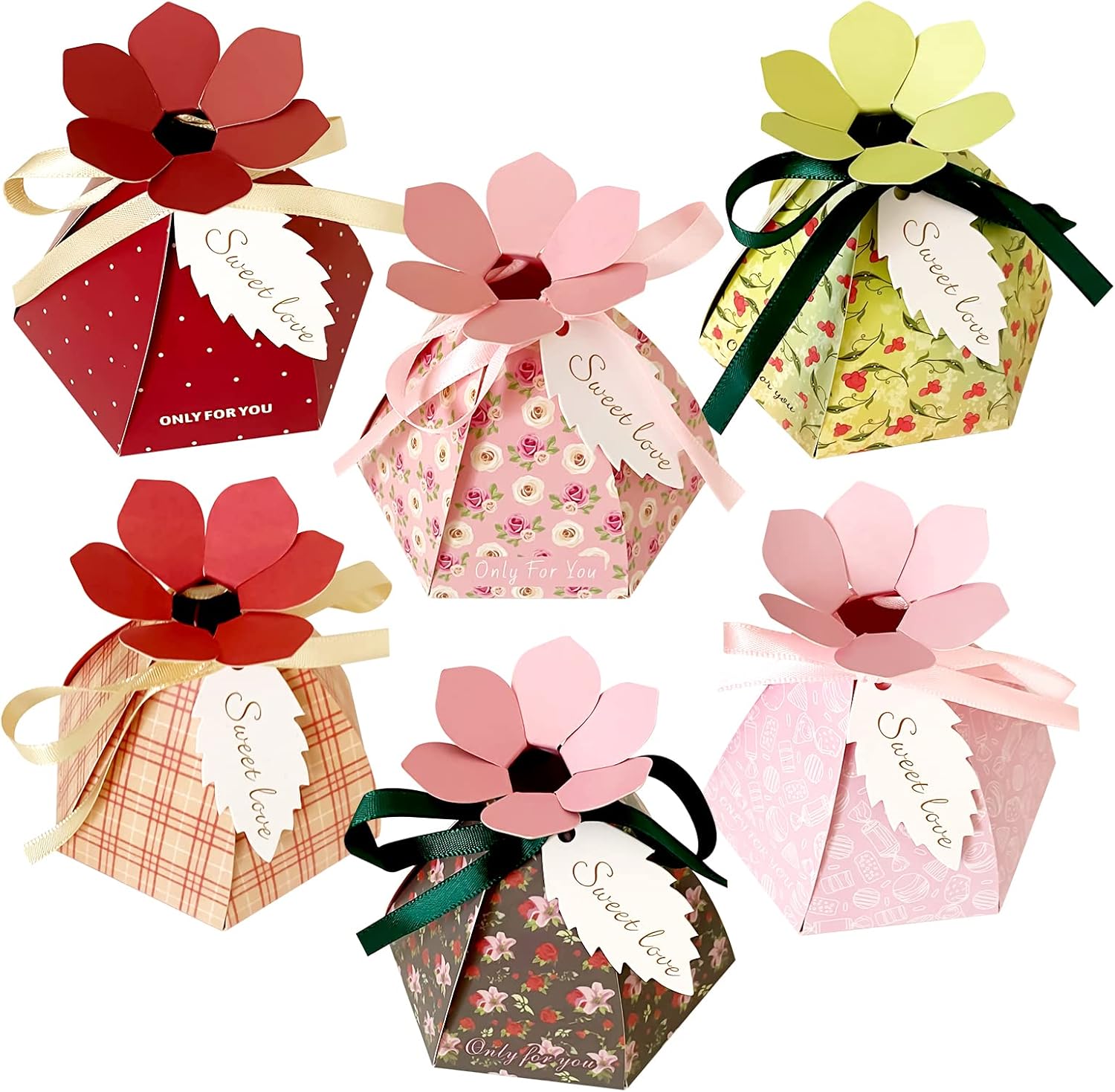 Amazon.com: CHolic 48Pcs Party Favor Candy Box, Petal Shaped Gift Candy ...
