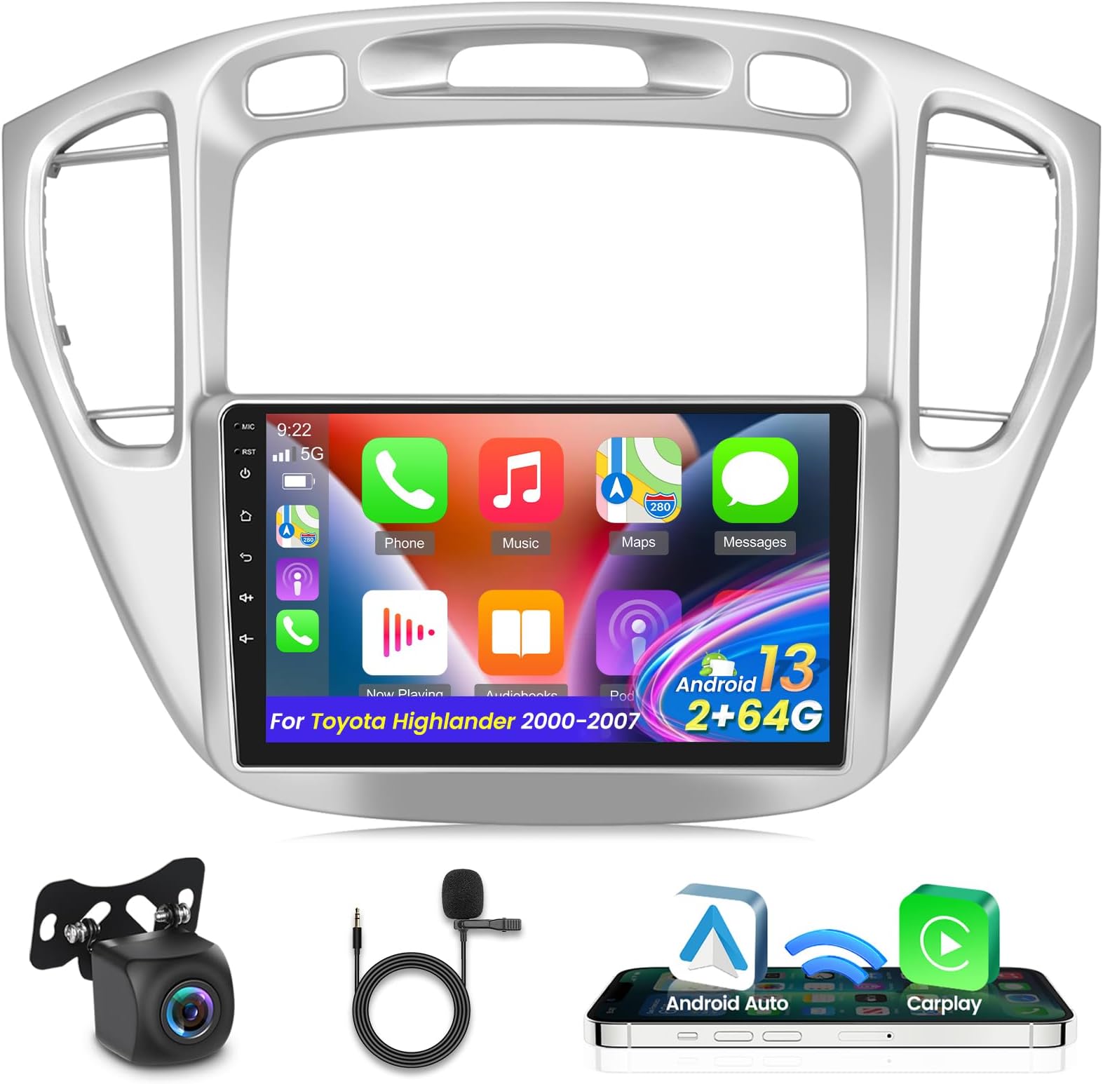 Amazon.com: Android Car Stereo for Toyota Highlander 2000-2007 ...