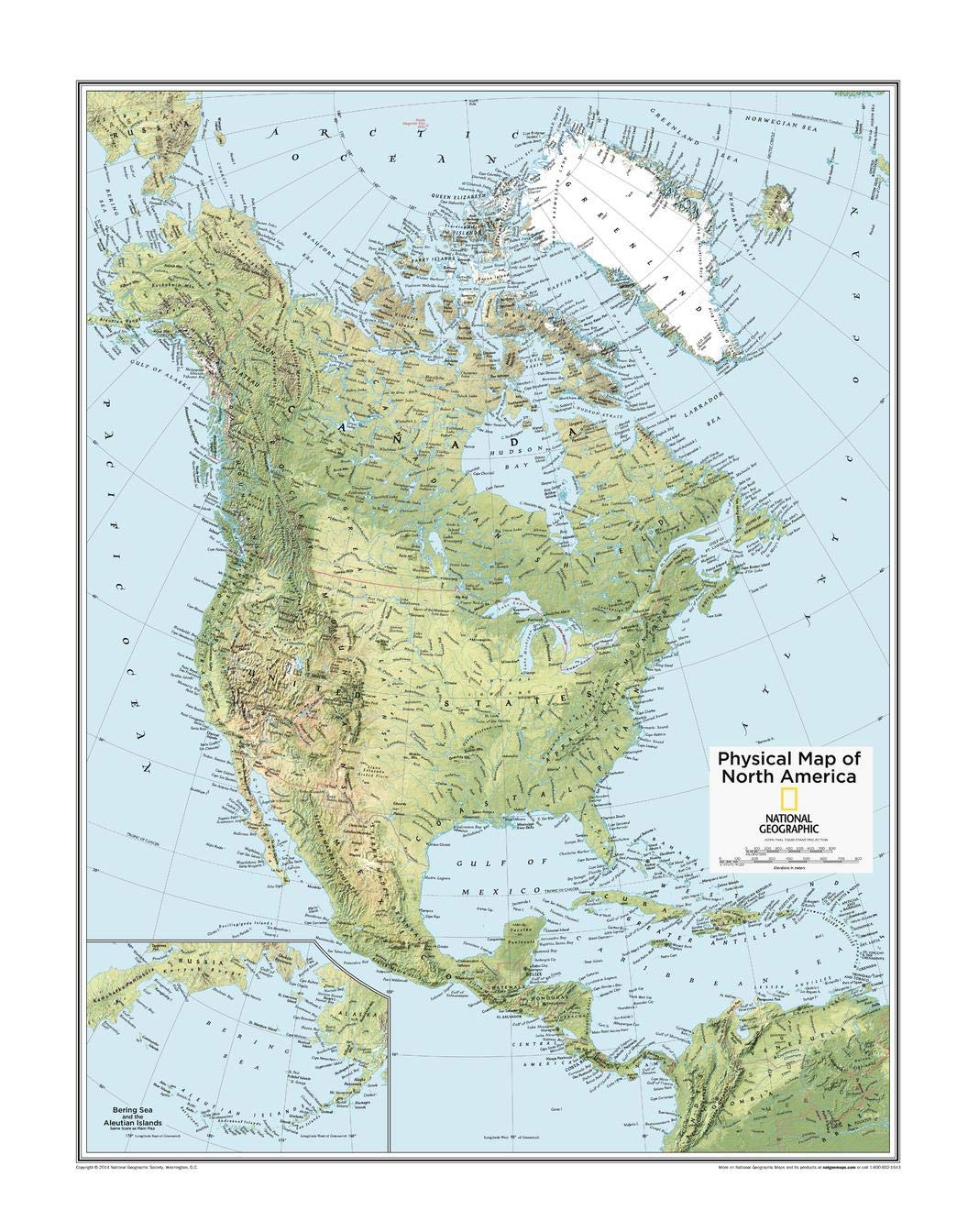 Amazon.com : National Geographic: North America Physical Wall Map - 22 ...