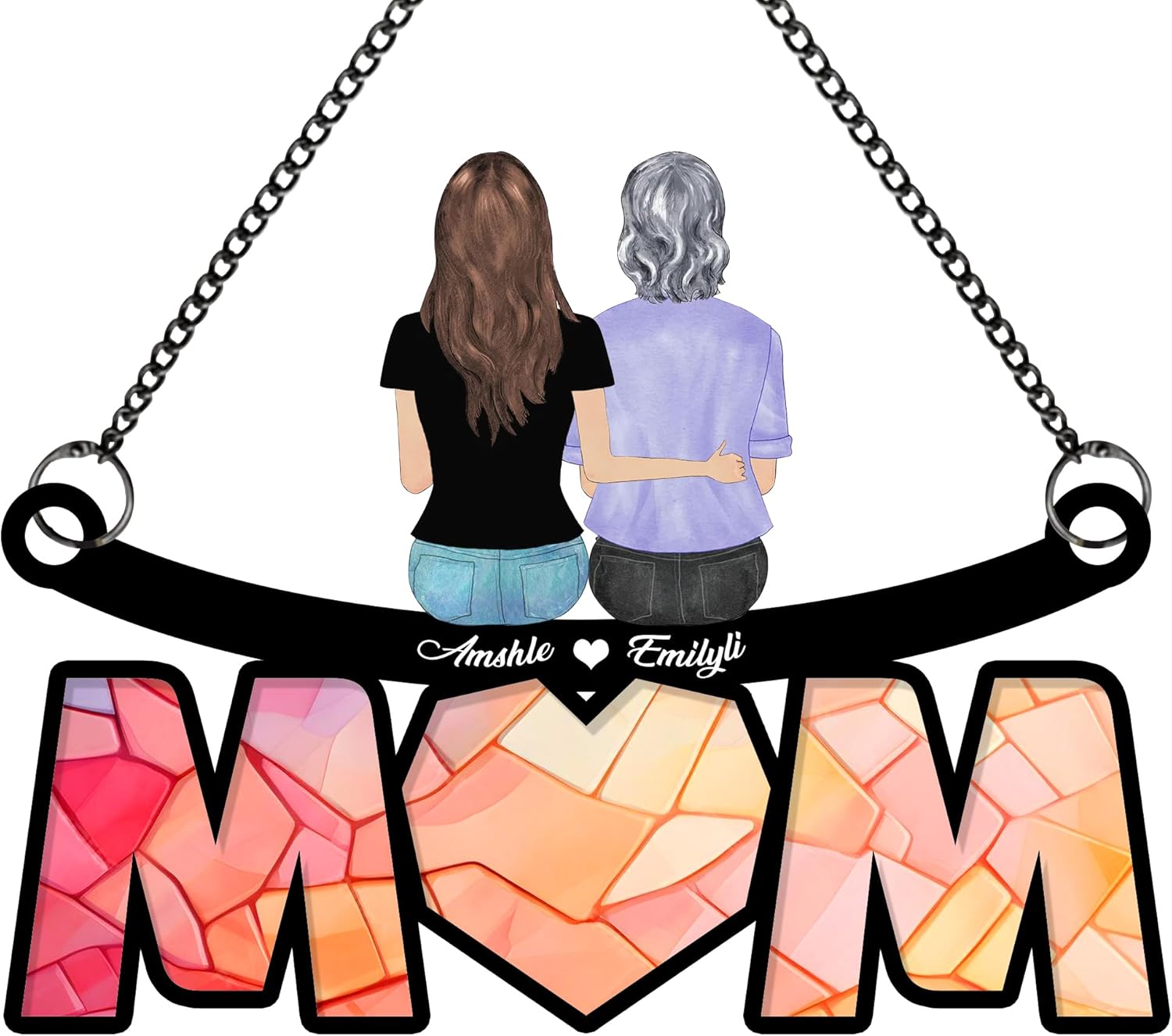 Amazon.com: Personalized Mother & Daughter Sitting On The Moon Mom Moon ...