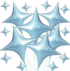 Amazon.com: PSKJATIN Blue Star Balloons,16Pcs Four Angle Star Balloon ...