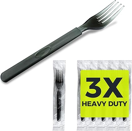 Amazon.com: 3X Heavy Duty Plastic Forks Individually Wrapped, Sturdy ...