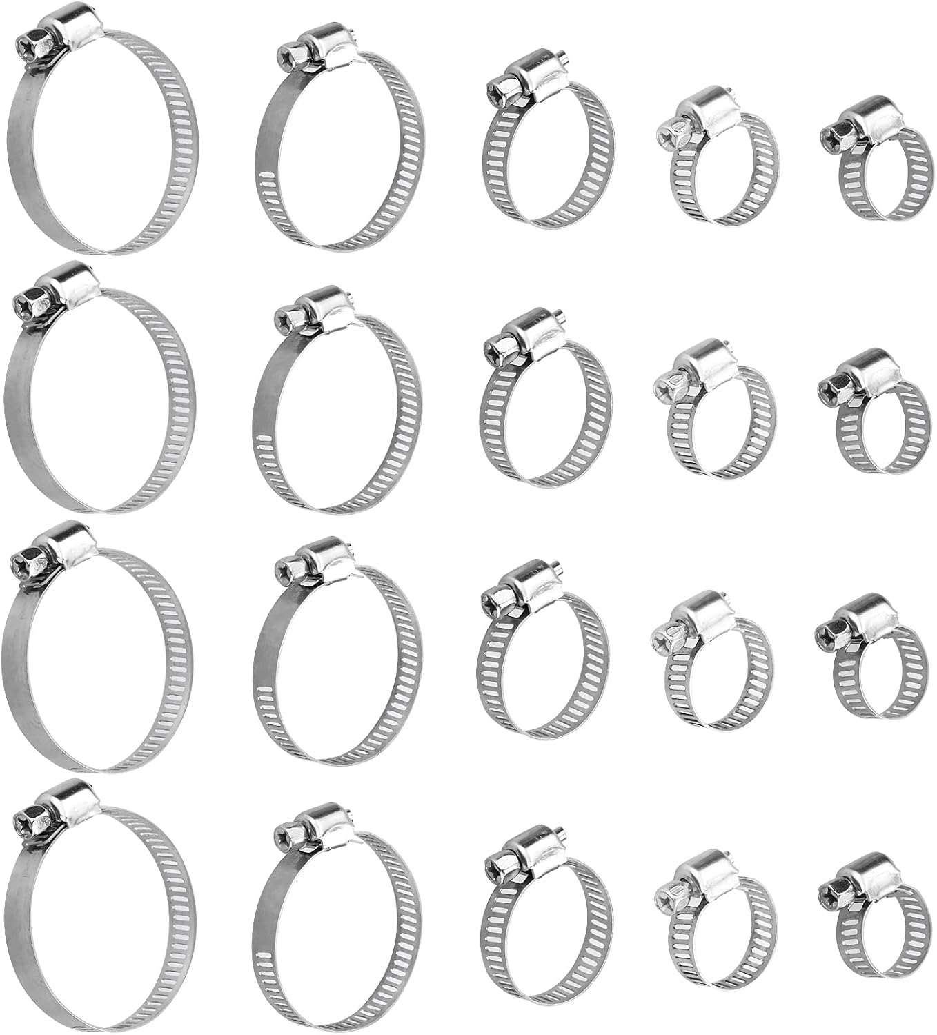 20 Pcs Worm Drive Hose Clips,Adjustable 6-51mm Range, 304 Stainless ...