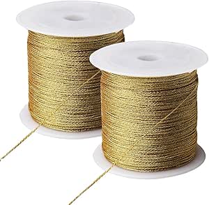 Amazon.com: Pengxiaomei 218 Yards/656 Feet Metallic Cord Gold Twine, 2 ...