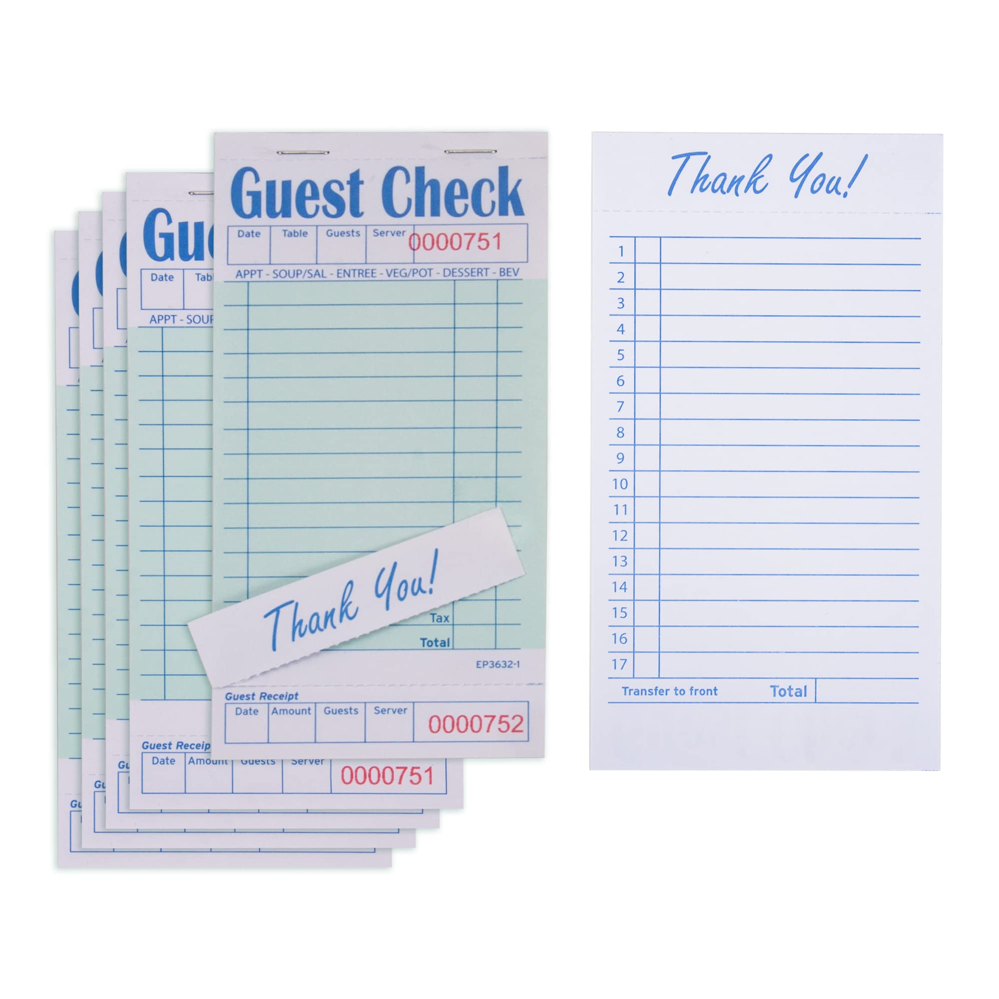 Amazon.com: DGBDPACK Guest Check Pads EP-3632-1 (10 Pads), Total 500 ...